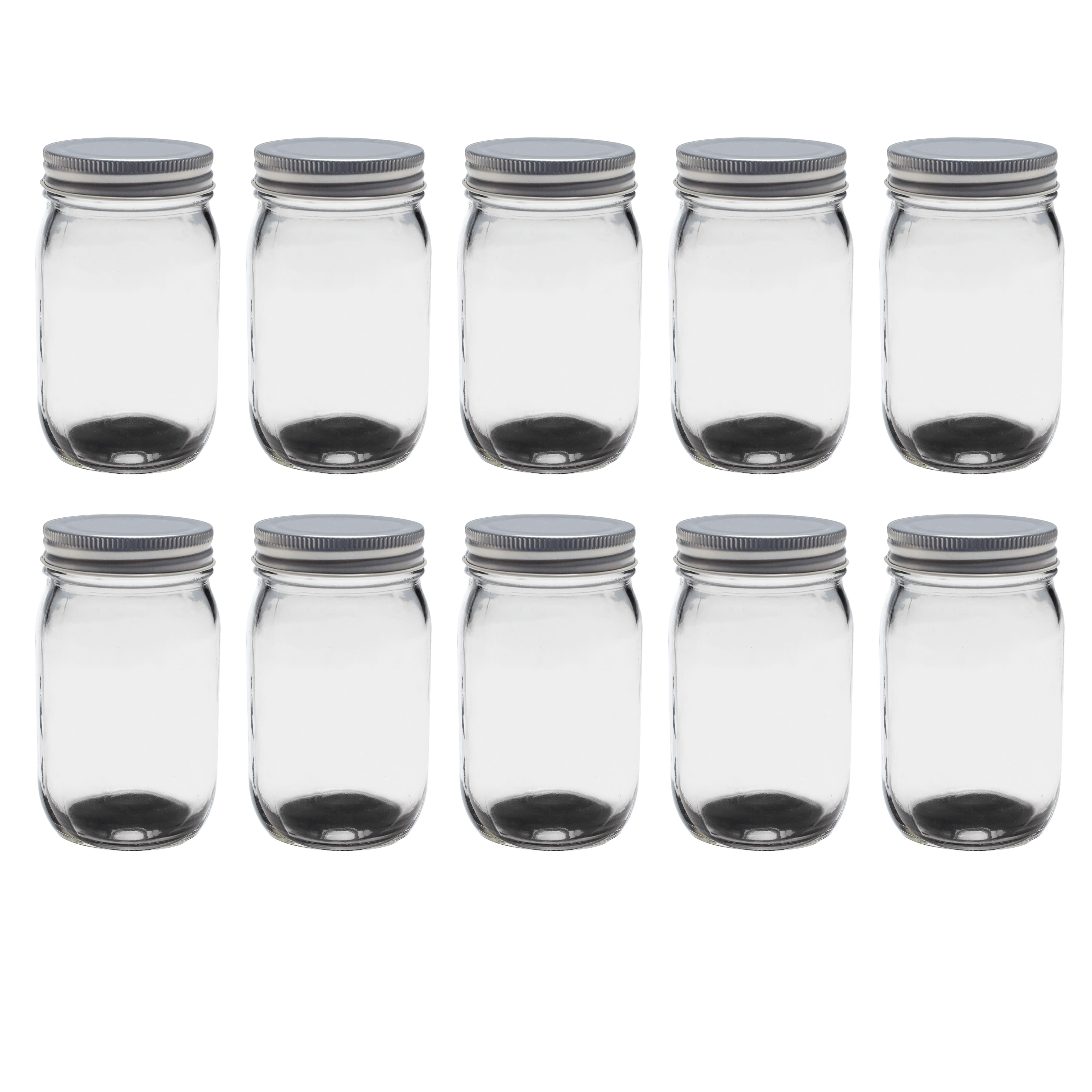Mason Jars with Lids 16 oz. Set of 10, Bulk Pack - Glass Jars for ...