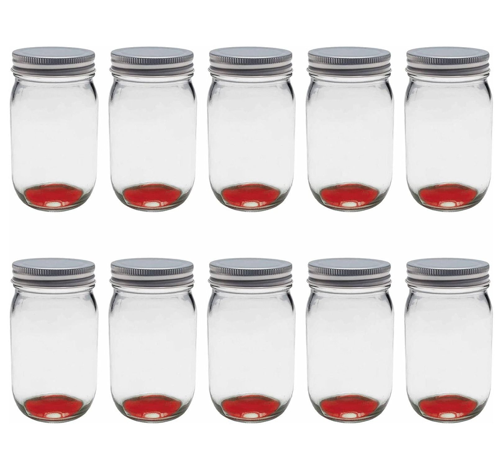 Mason Jars with Lids 16 oz. Set of 10, Bulk Pack - Glass Jars for ...