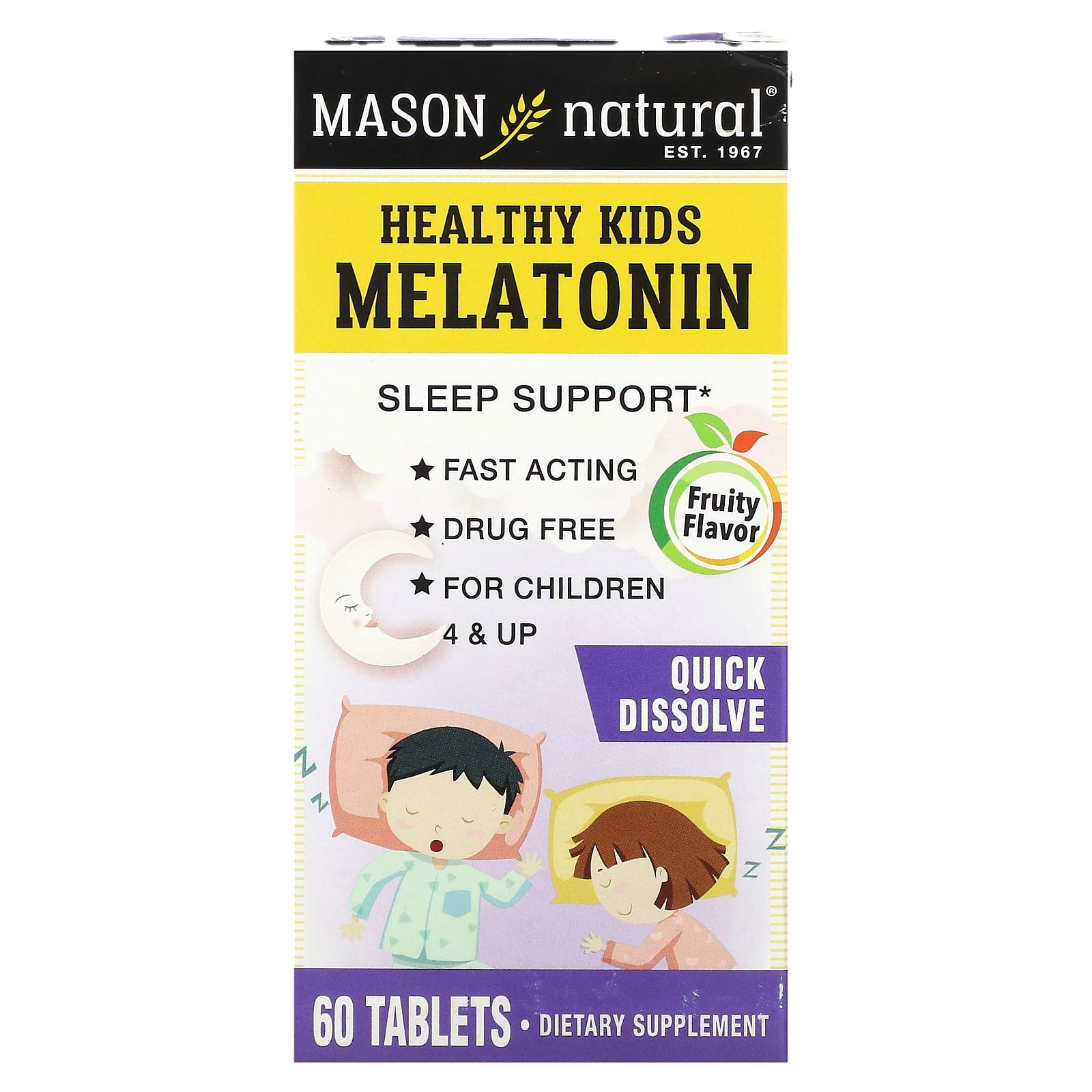 Mason Kids Melatonin: Supports Healthy Sleep, Fast-Acting, Fruit ...