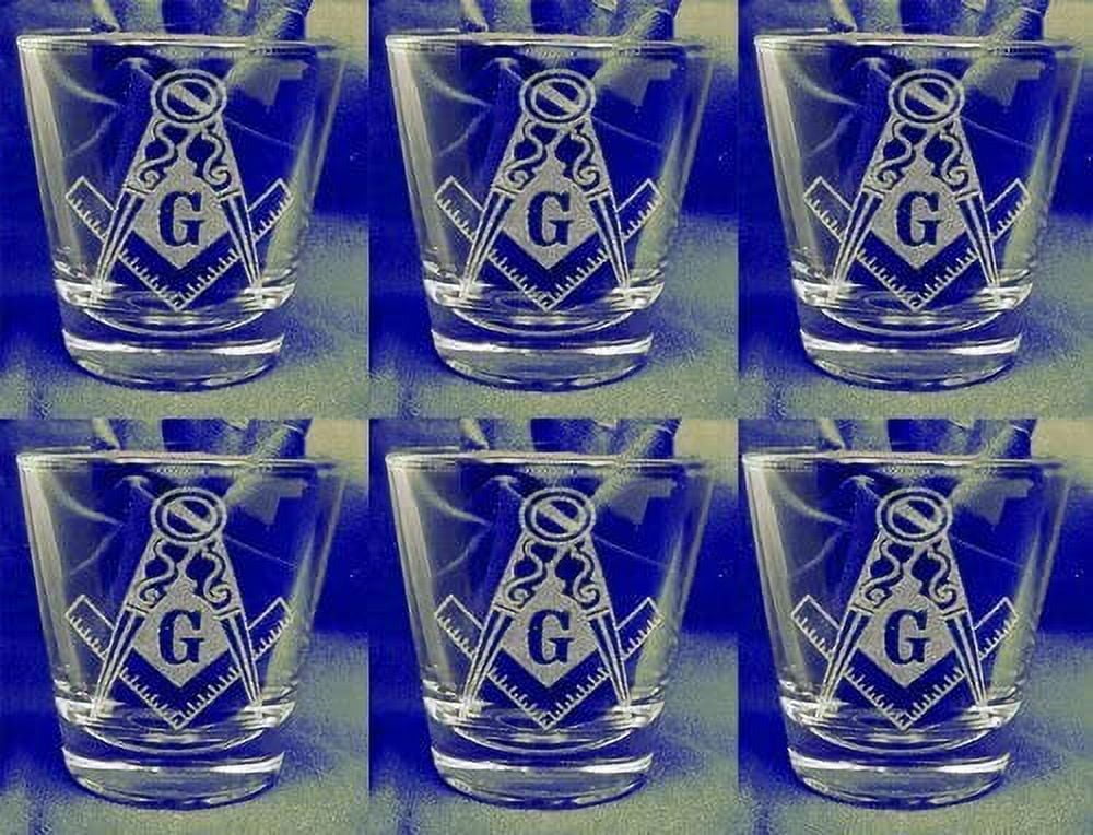 Mason/ Masonic Set of 6 Shot Glasses Groomsman and Bridesmaid Gift ...