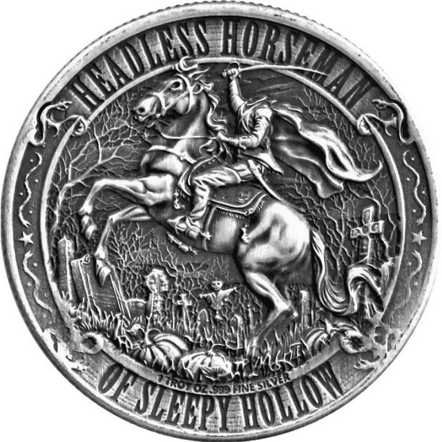 Mason Mint Headless Horseman of Sleepy Hollow 1 oz Antique Silver Coin ...