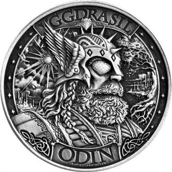 Mason Mint Odin Crossing Bifrost Asgard 1 oz Antique Silver Round ...