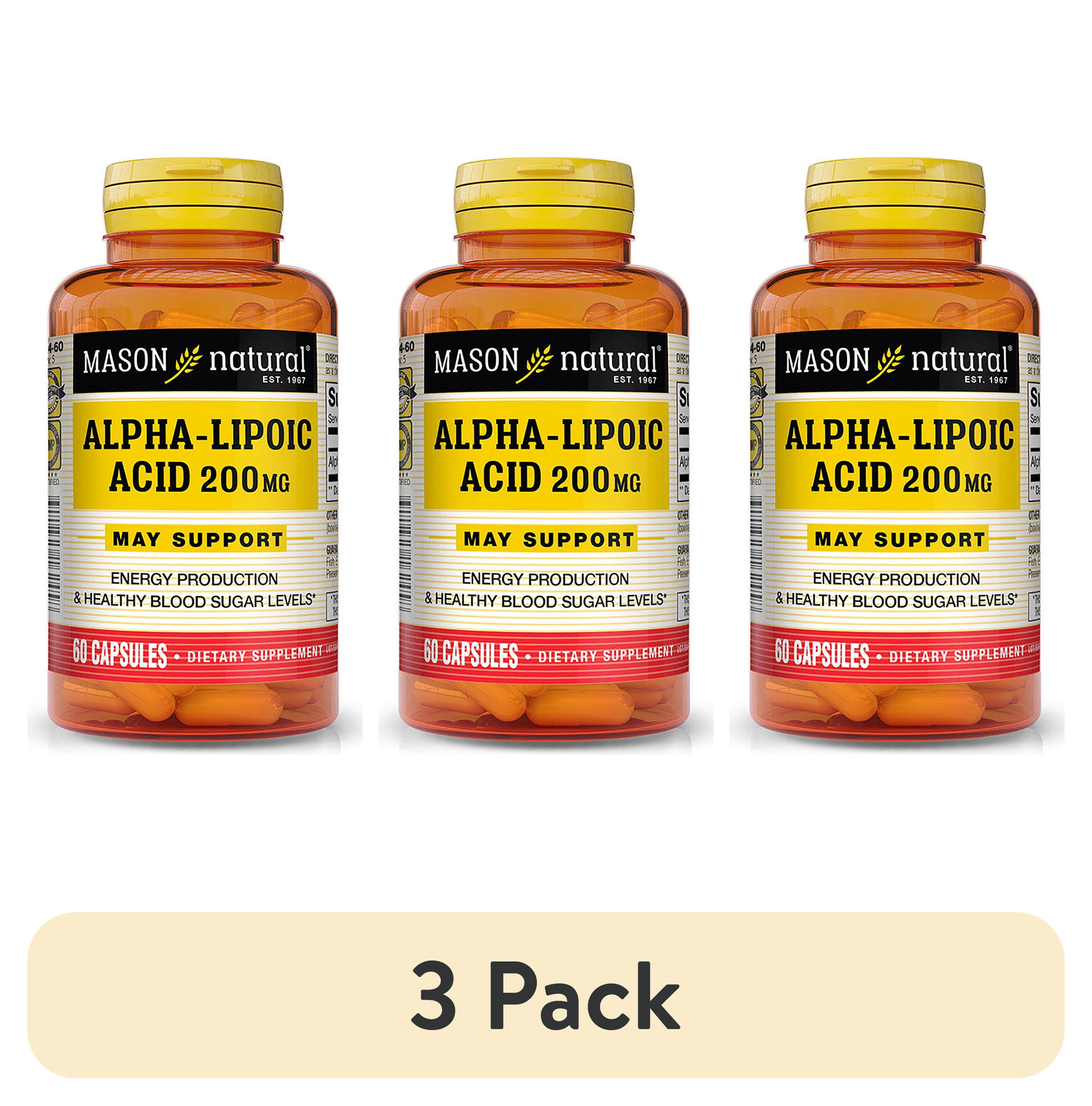 (3 pack) Mason Natural Alpha Lipoic Acid 200 mg - Supports Energy Production, 60 Capsules ...