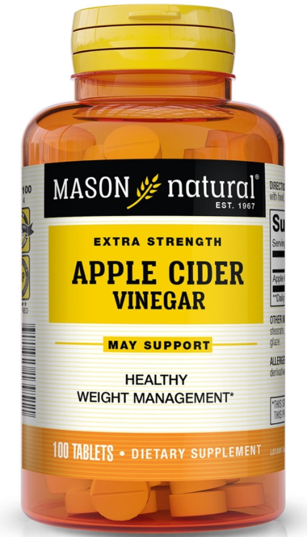 Mason Natural Apple Cider Extra Strength Vinegar Tablets 100 Tablets ...
