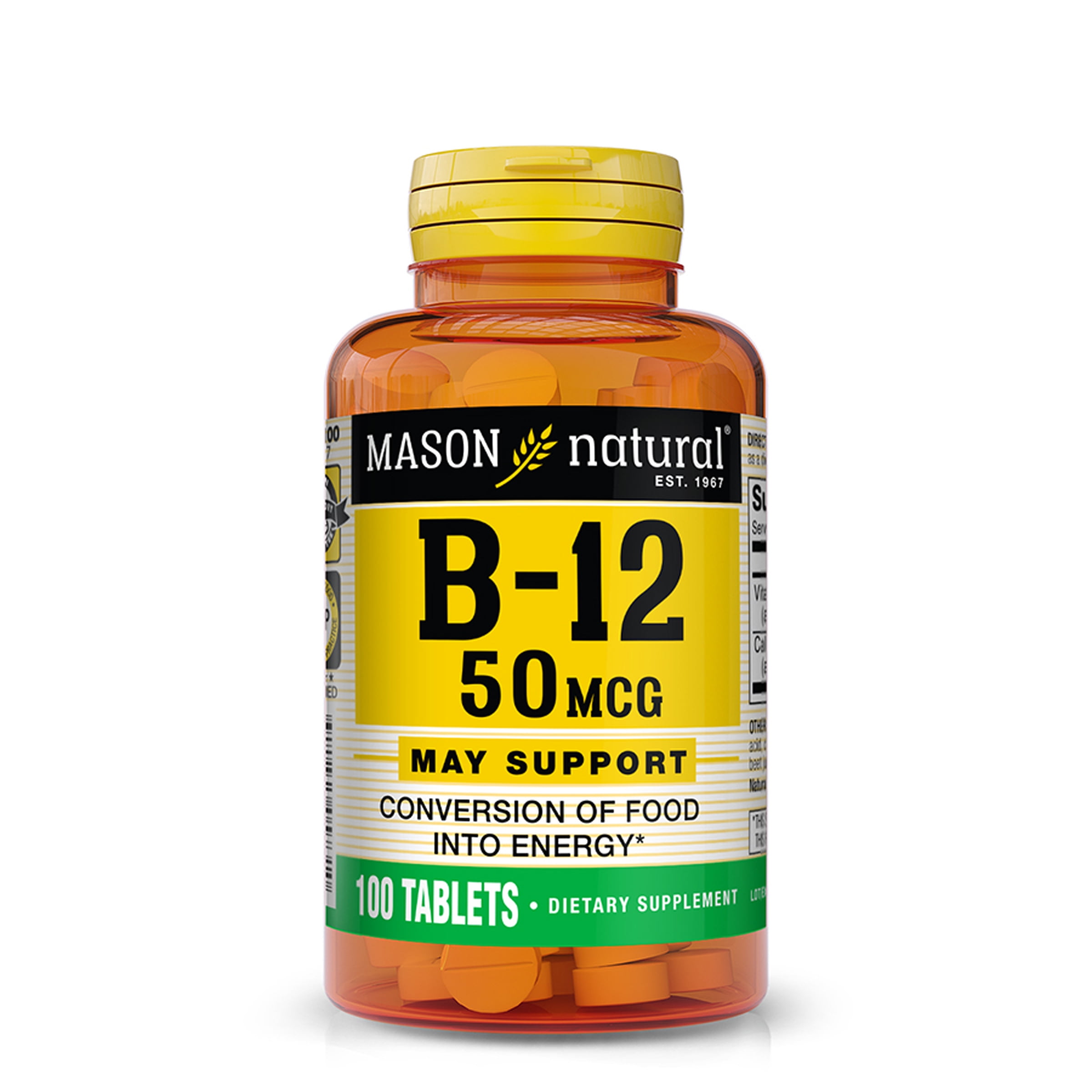 Mason Natural B12 50 mcg Tablets for Energy Conversion Supports Nervous ...