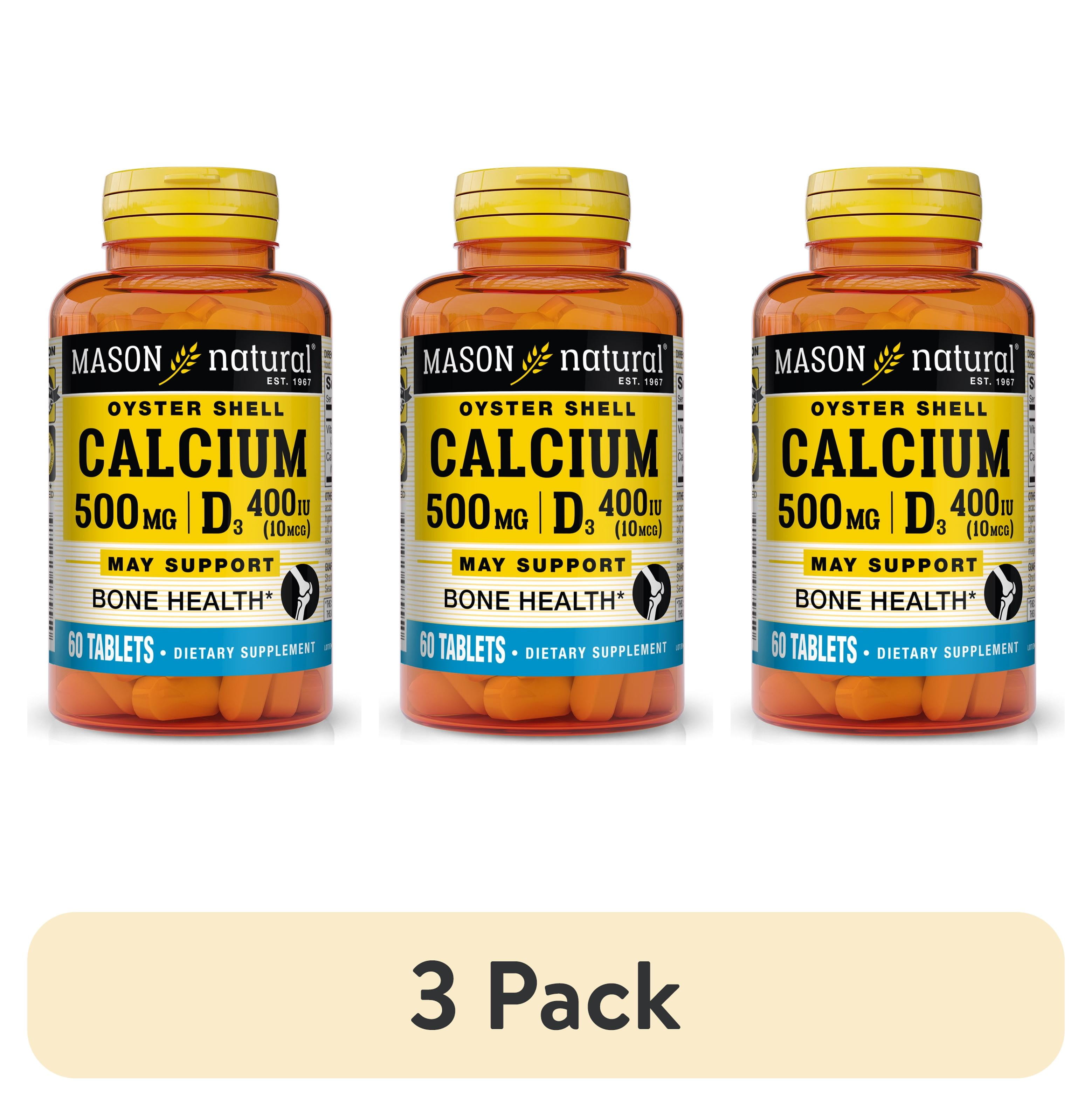 (3 pack) Mason Natural Calcium 500 mg (Oyster Shell) with Vitamin D3 ...