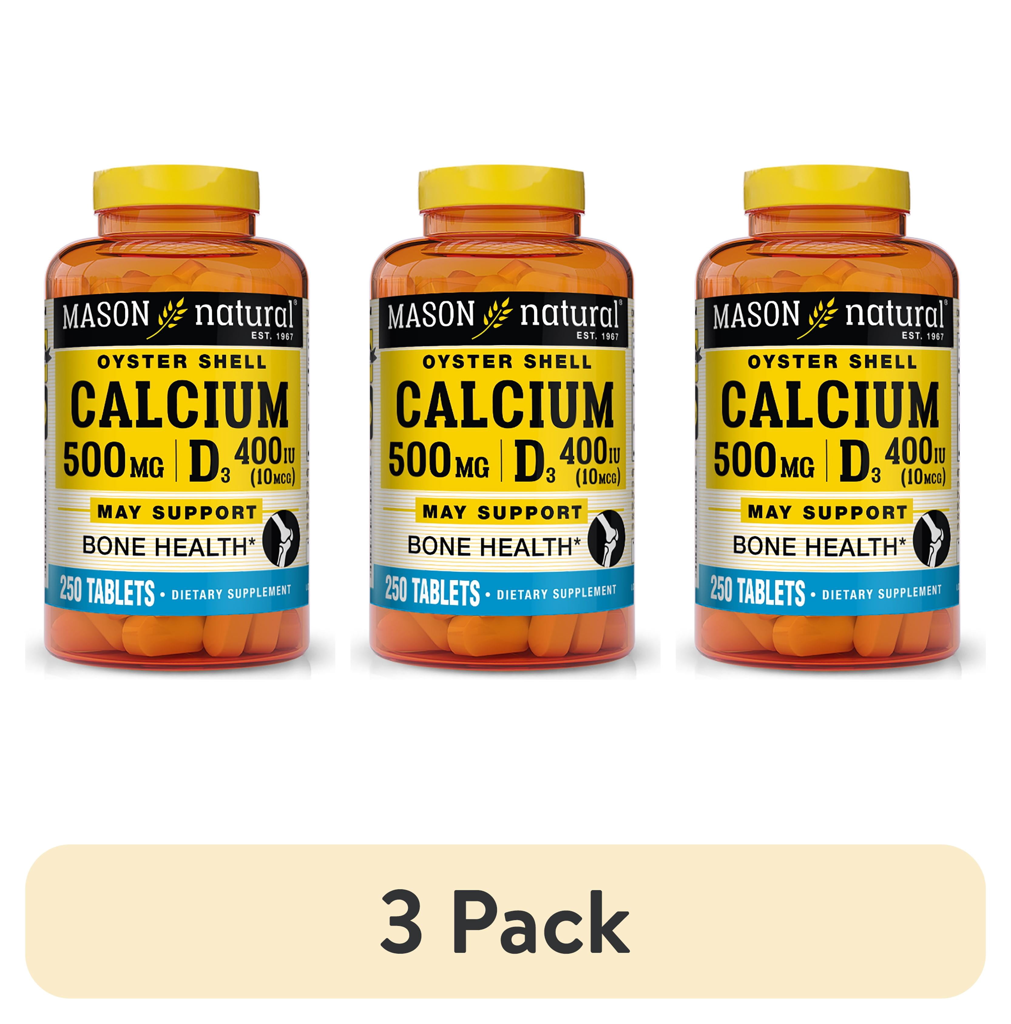 (3 pack) Mason Natural Calcium 500mg with Vitamin D3 - Strengthens ...