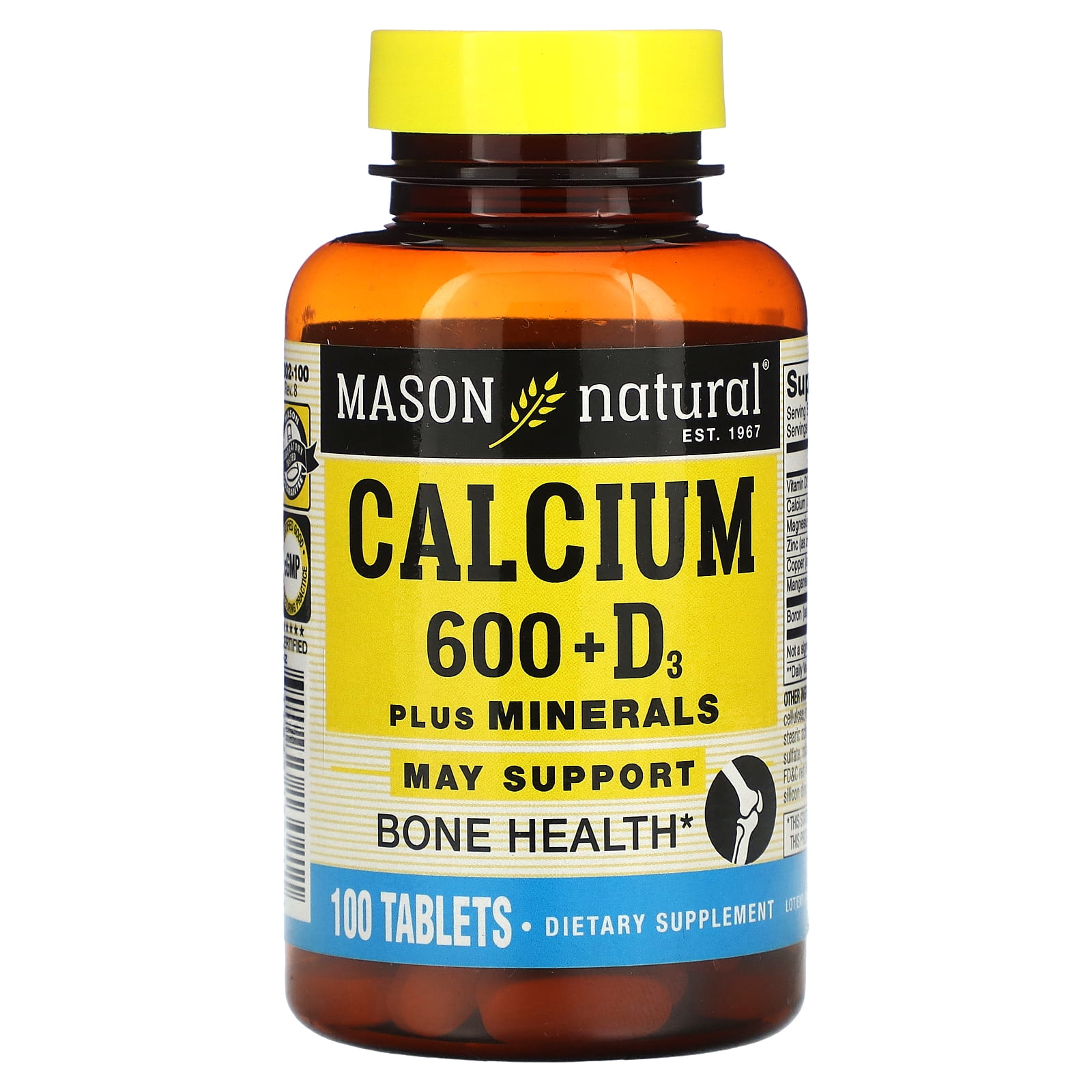 Mason Natural Calcium 600 mg plus Vitamin D3 with Magnesium, Zinc and ...