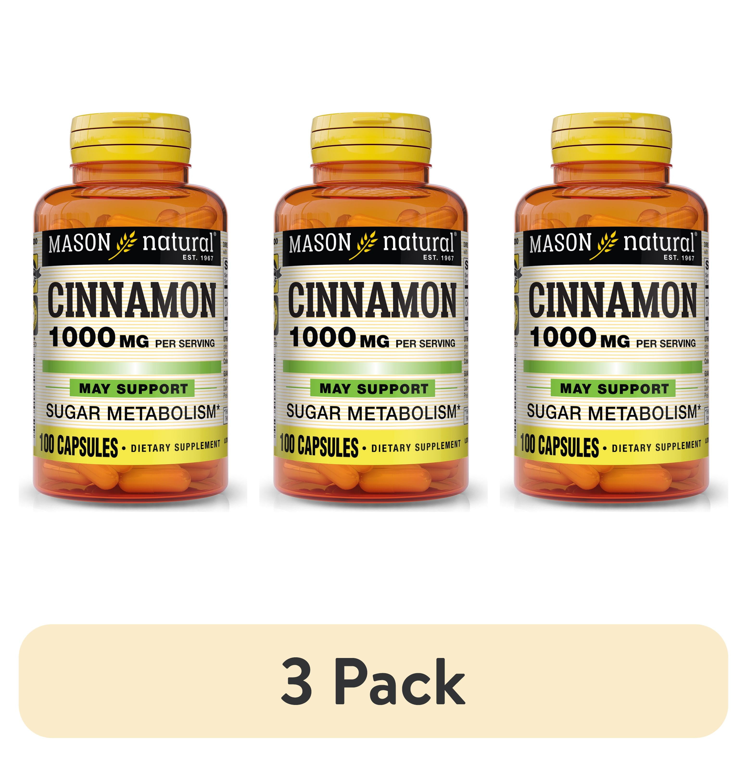 (3 pack) Mason Natural Cinnamon 1,000 mg 100 Caps - Walmart.com