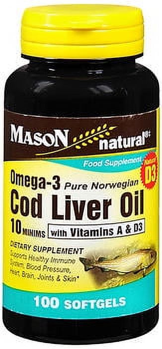 Mason Natural Norwegian Cod Liver Oil, 100 Softgels - Walmart.com