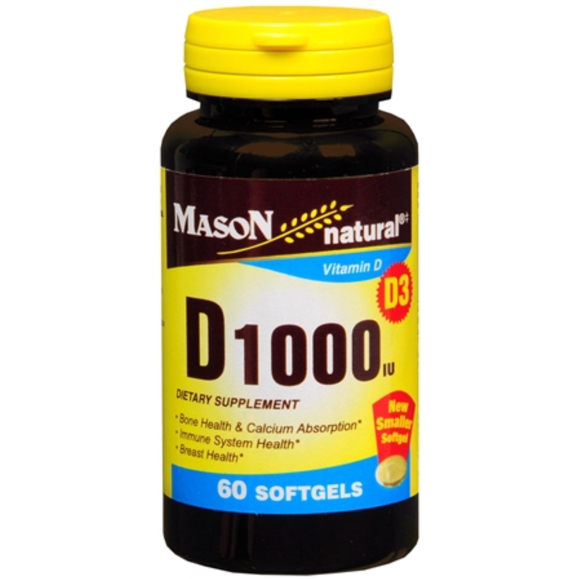 Mason Natural D1000 IU Vitamin D, 60 Softgels, 4 Pack - Walmart.com
