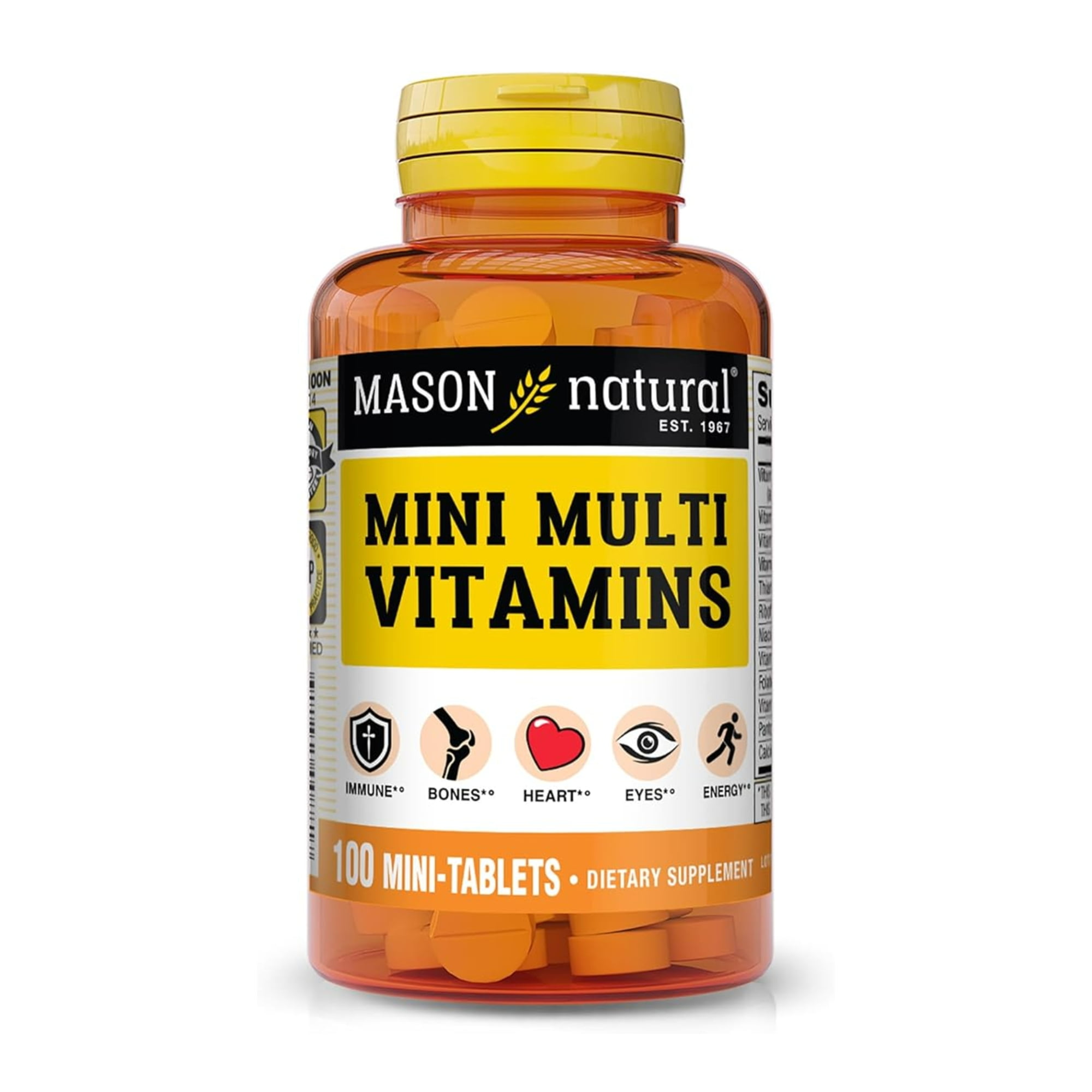 Mason Natural Mini Multivitamin Vitamins A, C, D3, E, B1, B2, B3, B6 ...
