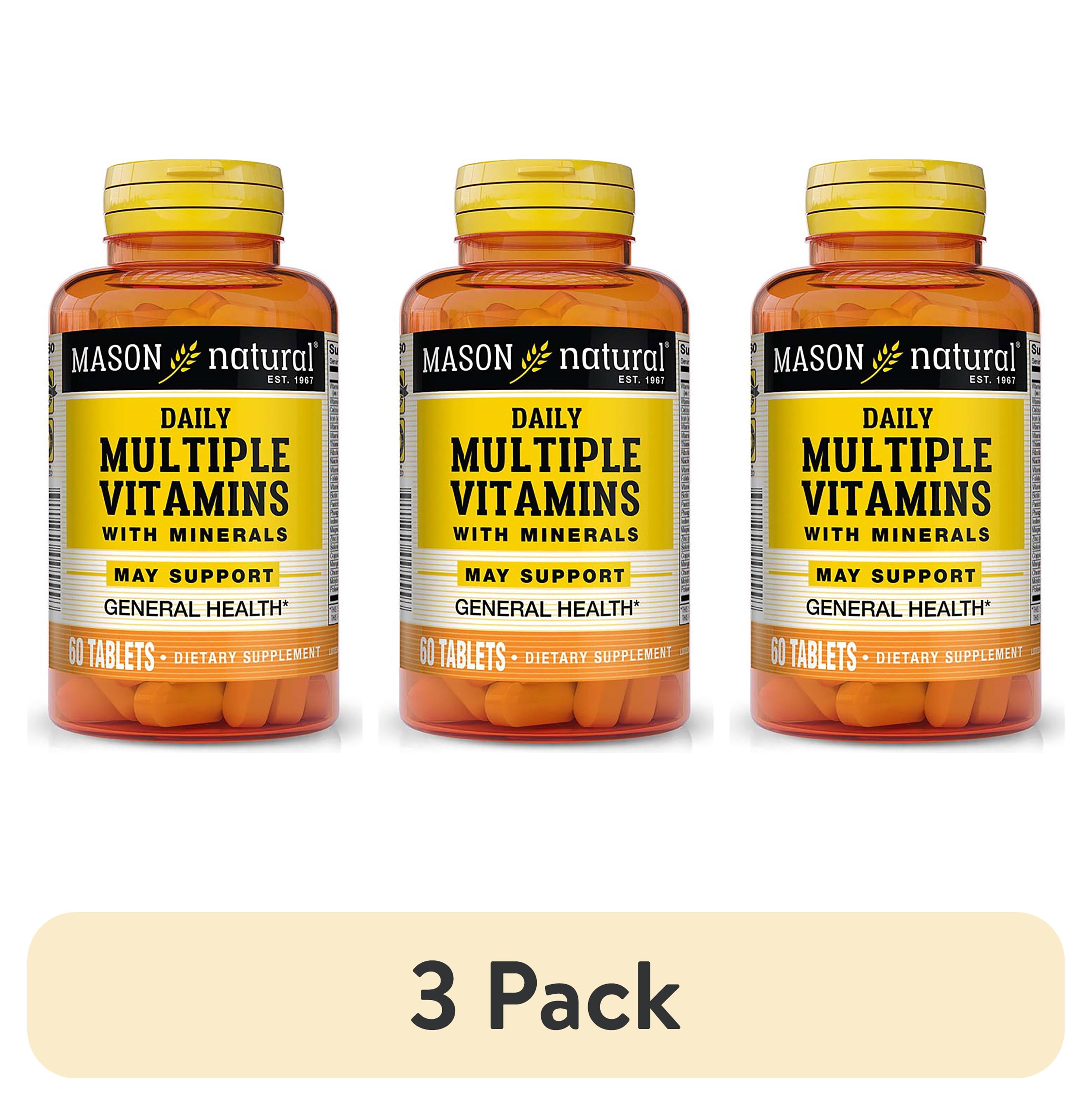 (3 pack) Mason Natural Daily Multiple Vitamins with Minerals - Supports ...