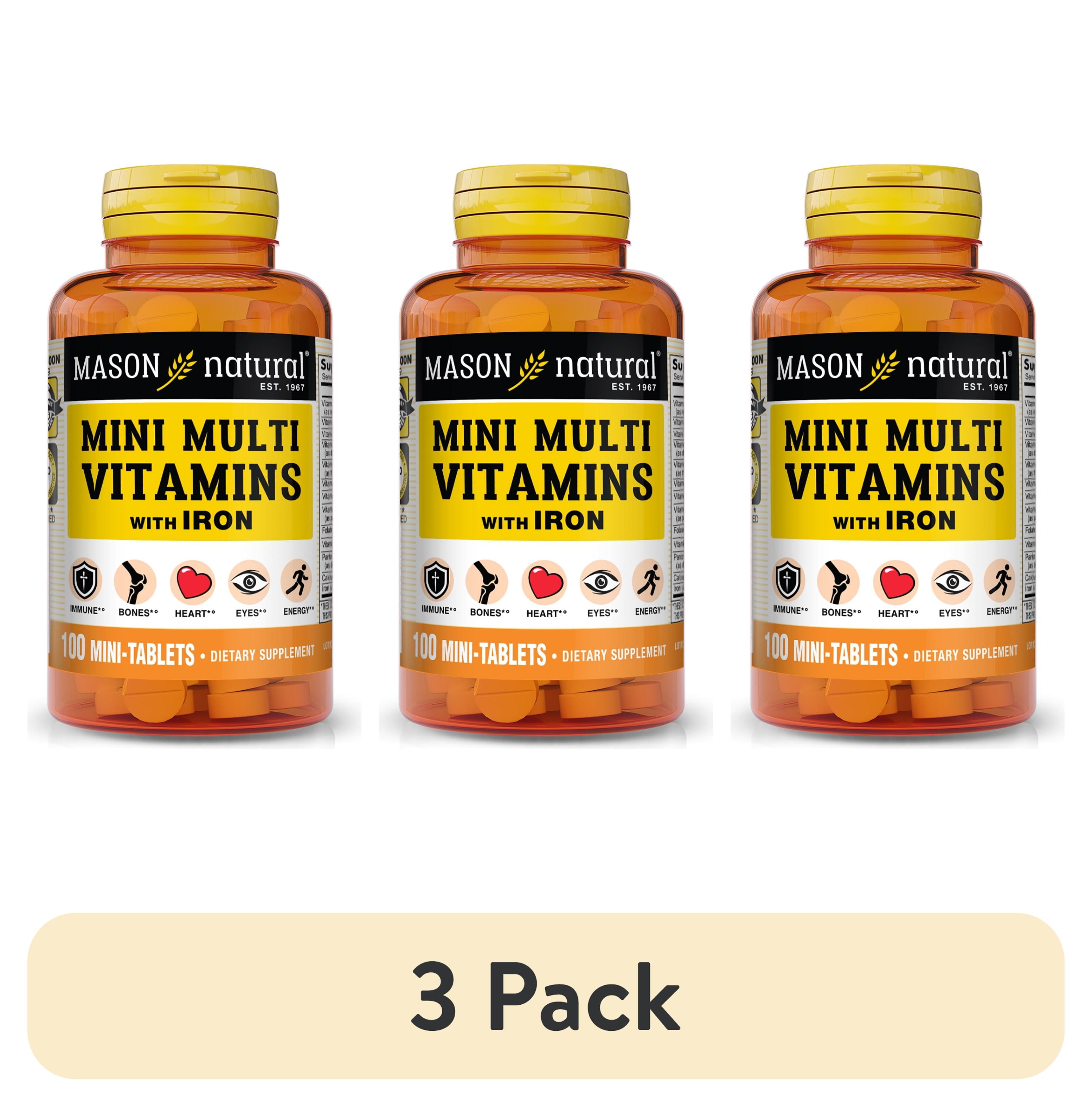 (3 pack) Mason Natural Daily Mini Multivitamin for Overall Health, 100 ...