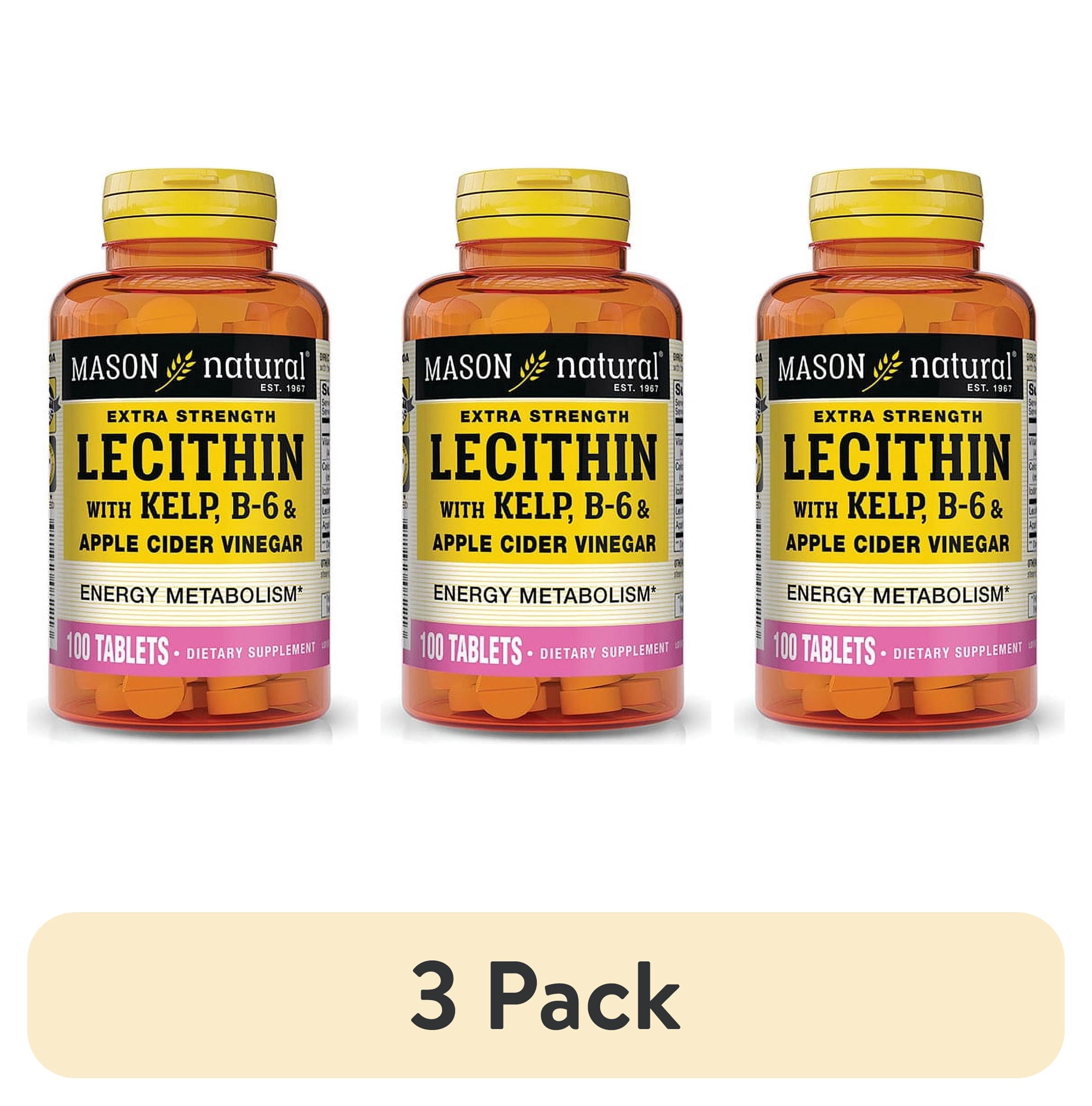 (3 pack) Mason Natural Extra Strength Lecithin with Kelp, B-6 & Apple ...