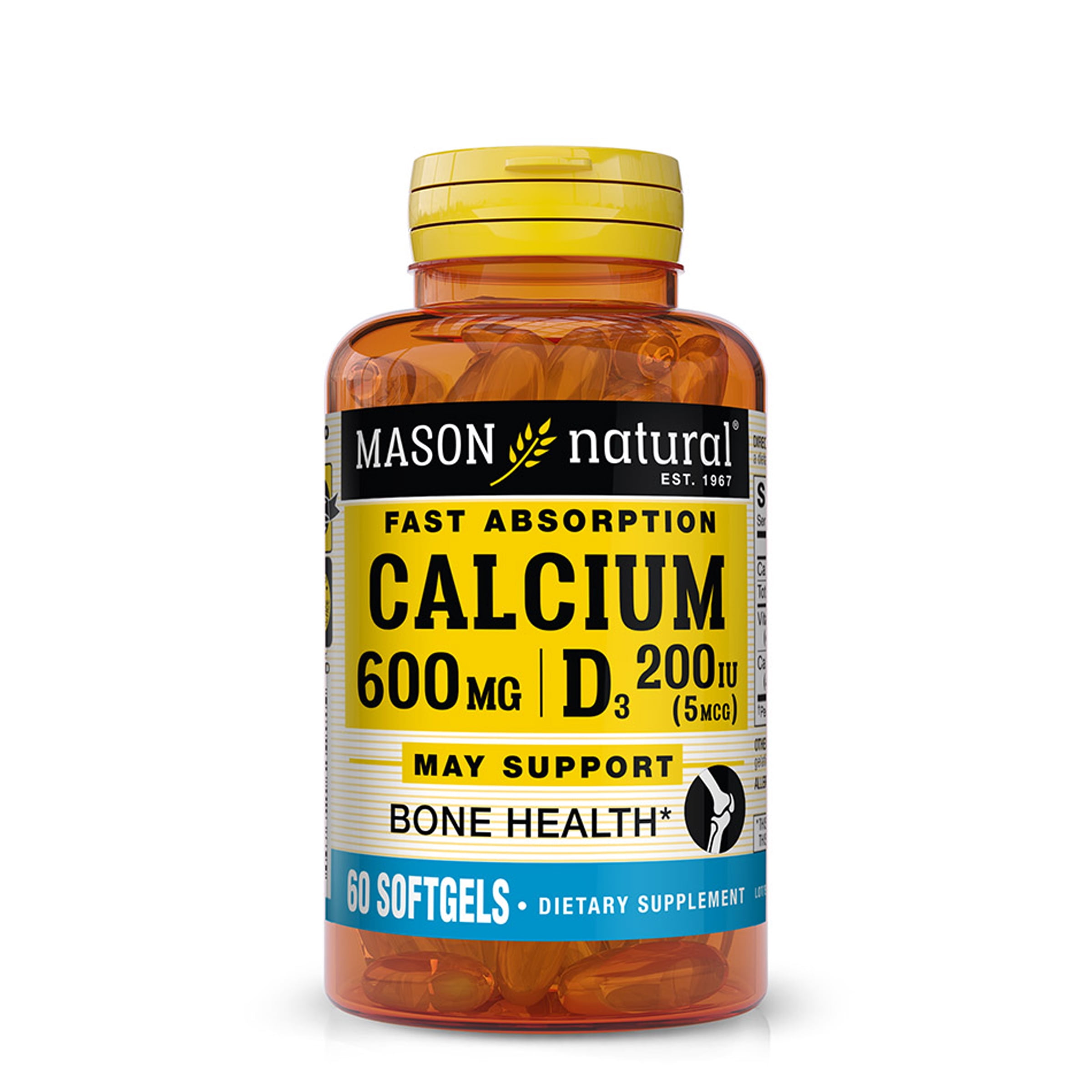 Mason Natural Fast Absorption Calcium with Vitamin D3, 600 mg, 60 ...
