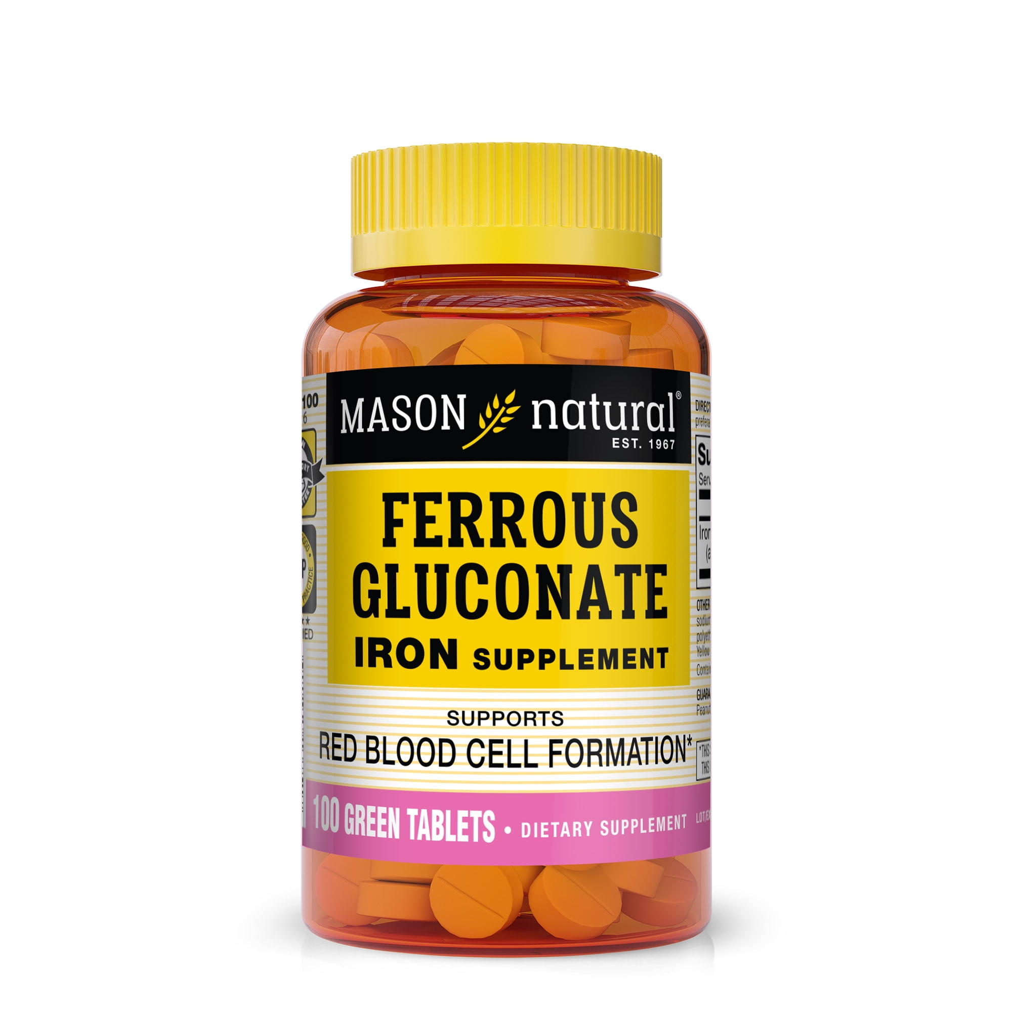 Mason Natural Ferrous Gluconate - Gentle Iron Supplement for Red Blood ...