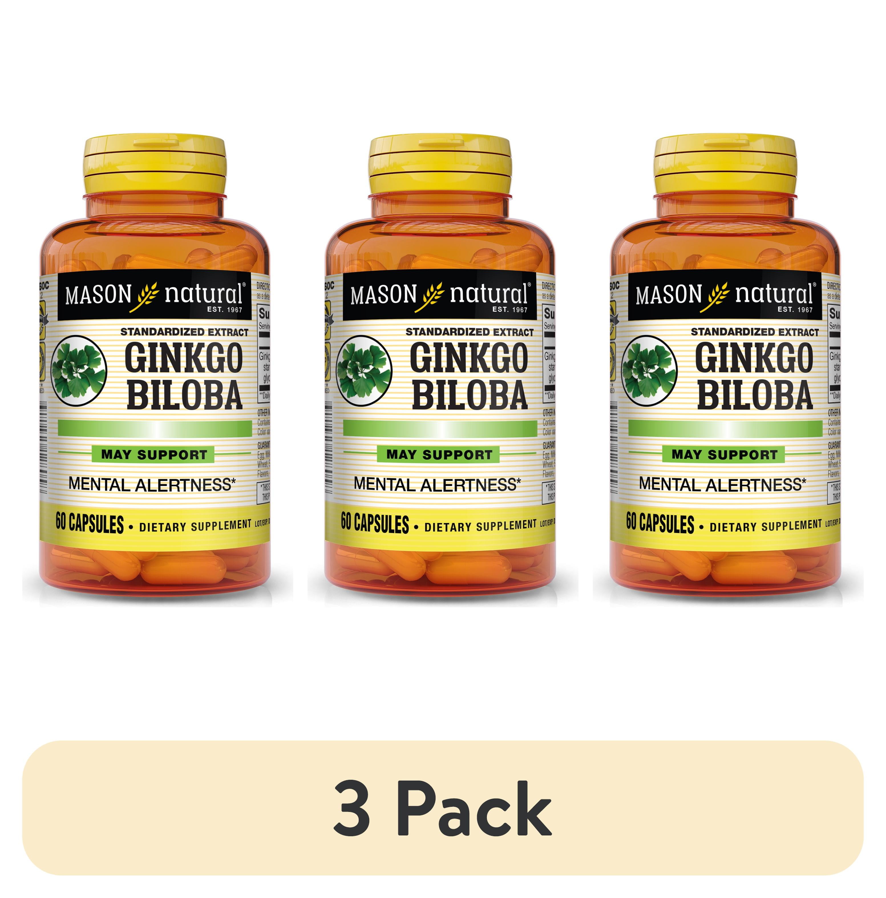 (3 pack) Mason Natural Ginkgo Biloba: Boost Alertness, Brain Function ...