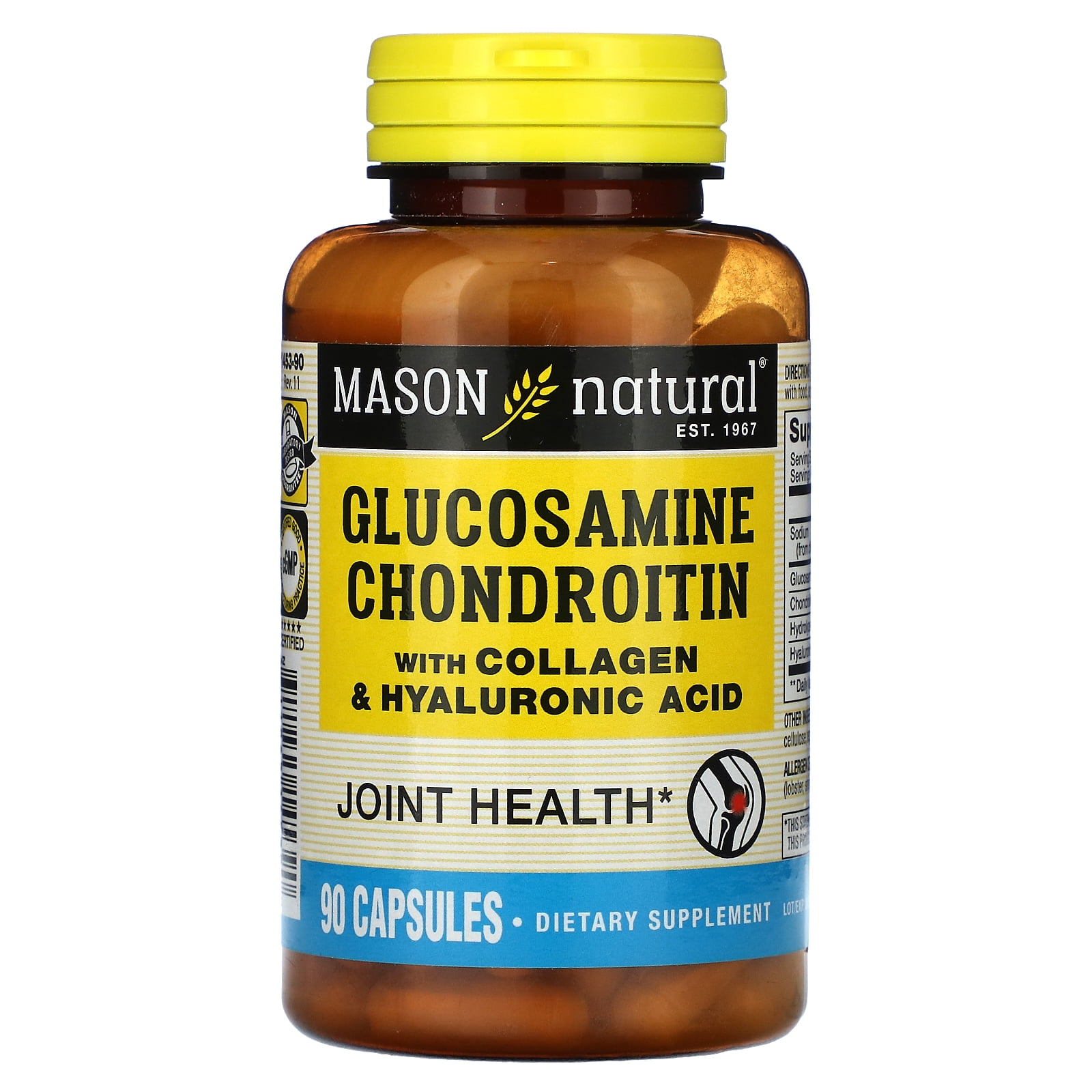 Mason Natural Glucosamine Chondroitin with Collagen & Hyaluronic Acid - Joint Health, 90 ...
