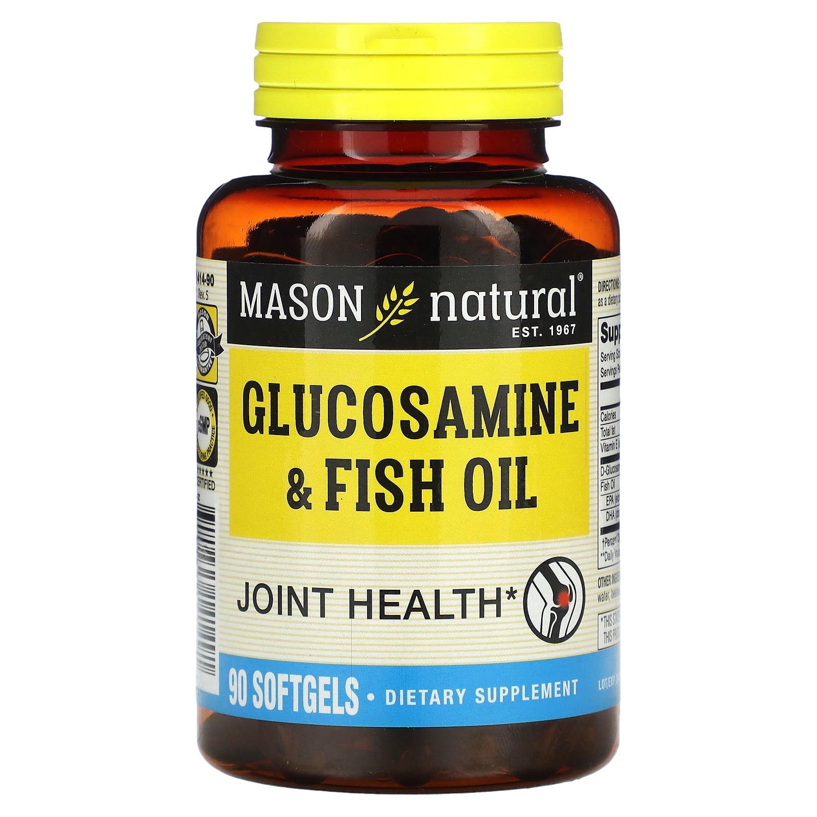Mason Natural Glucosamine & Fish Oil Supplement Pills - Supports Joints ...