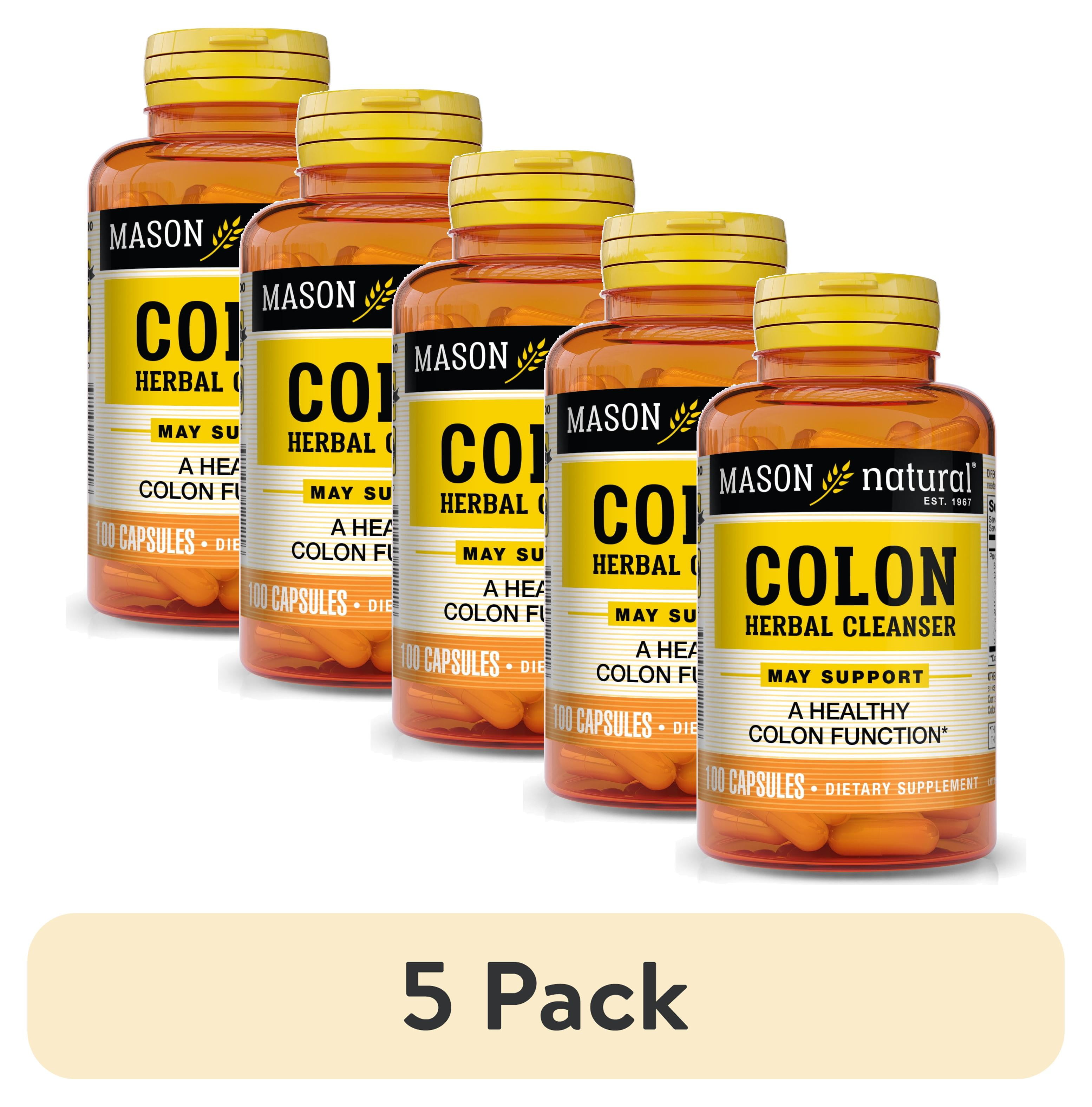 (5 pack) Mason Natural Herbal Colon Cleanser -Healthy Bowel Function ...