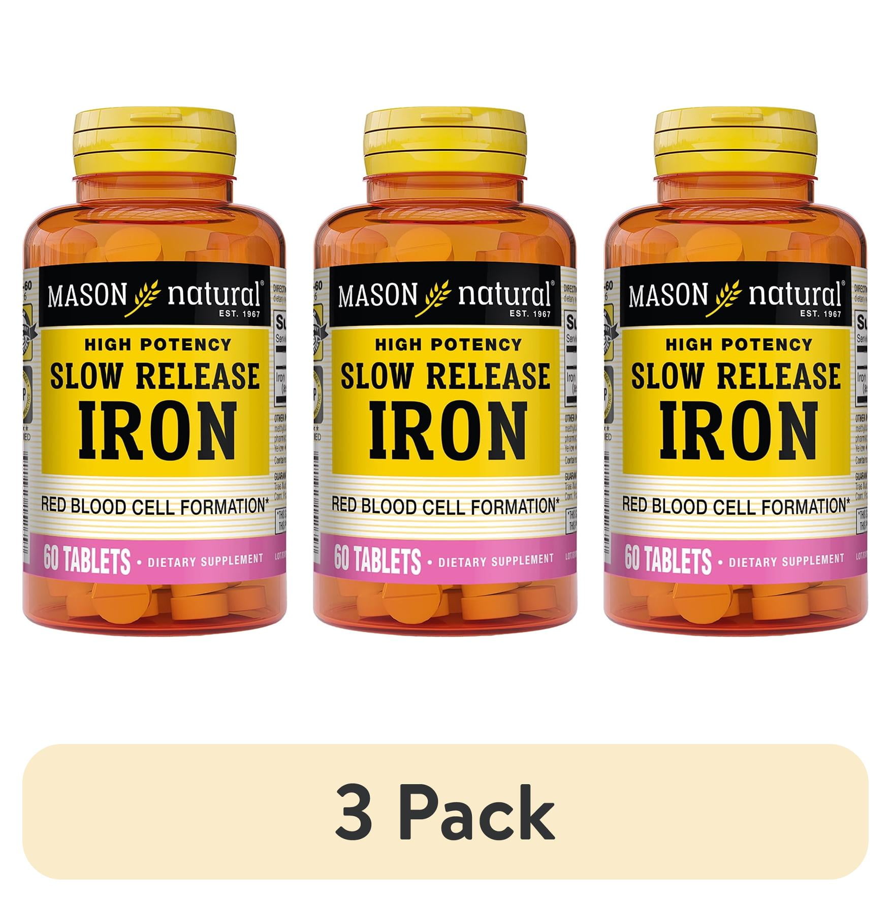 (3 pack) Mason High Potency Slow Release Iron 50 mg 60 Tabs - Walmart.com