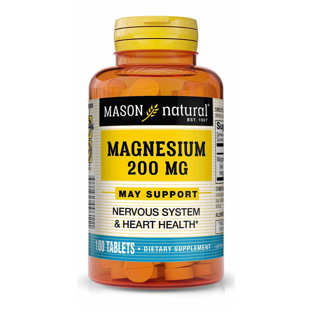 Mason Natural Magnesium 200 mg - Heart & Nervous System Health Benefits ...