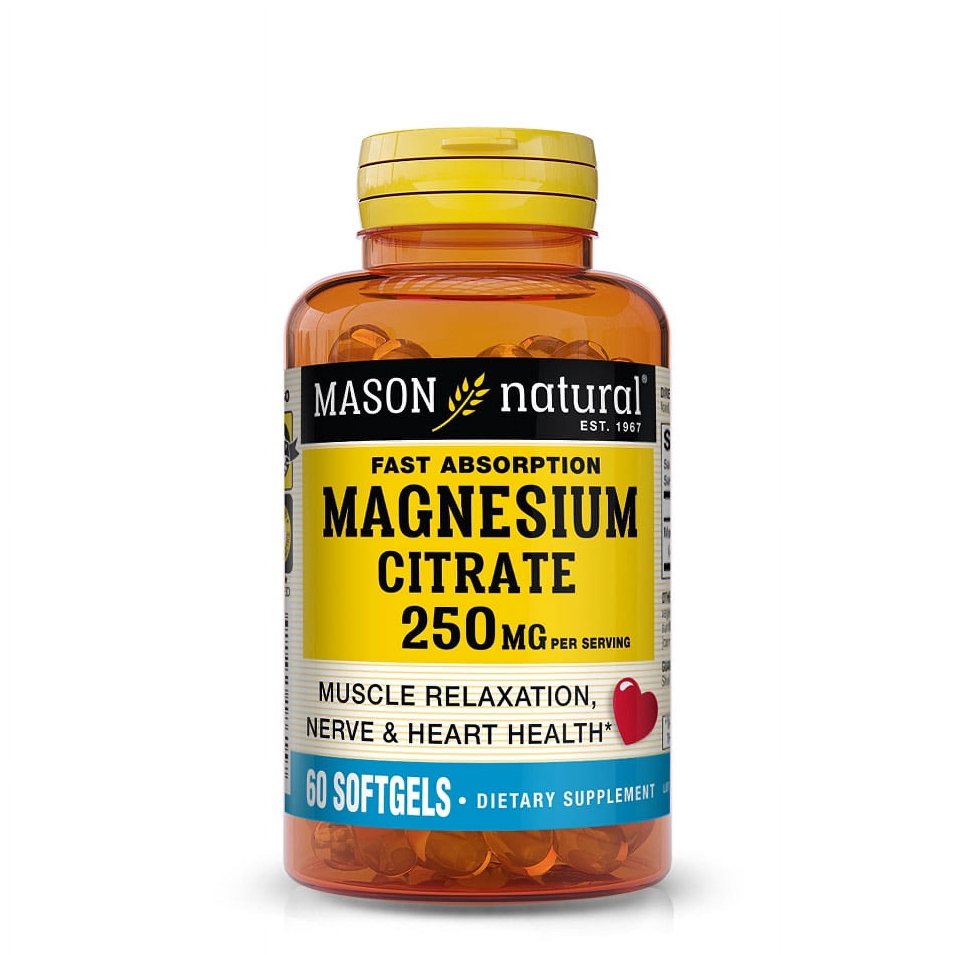 Mason Natural Magnesium Citrate 250 mg Fast Absorption - For Muscle ...