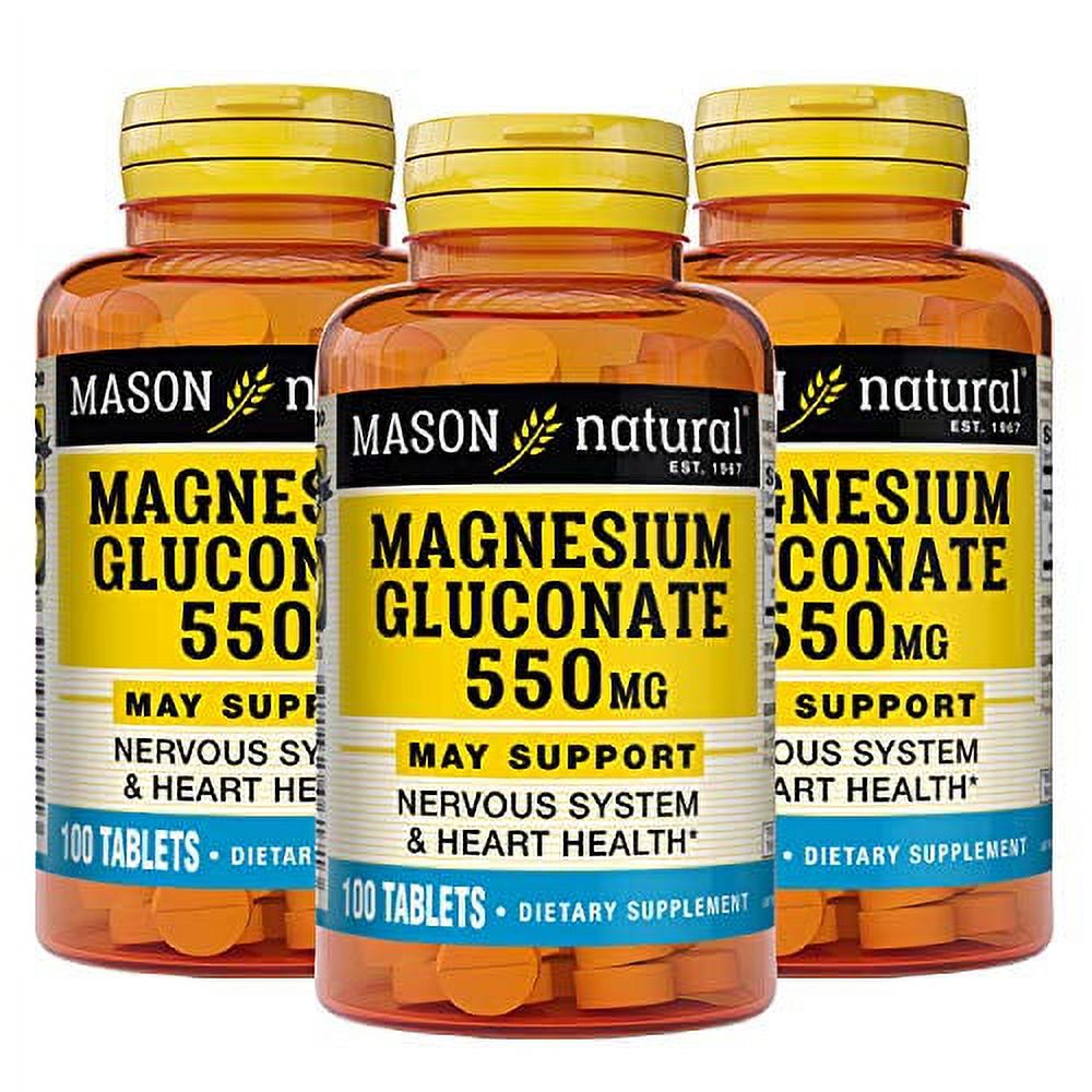 Mason Natural Magnesium Gluconate 550 mg - Healthy Heart and Nervous ...