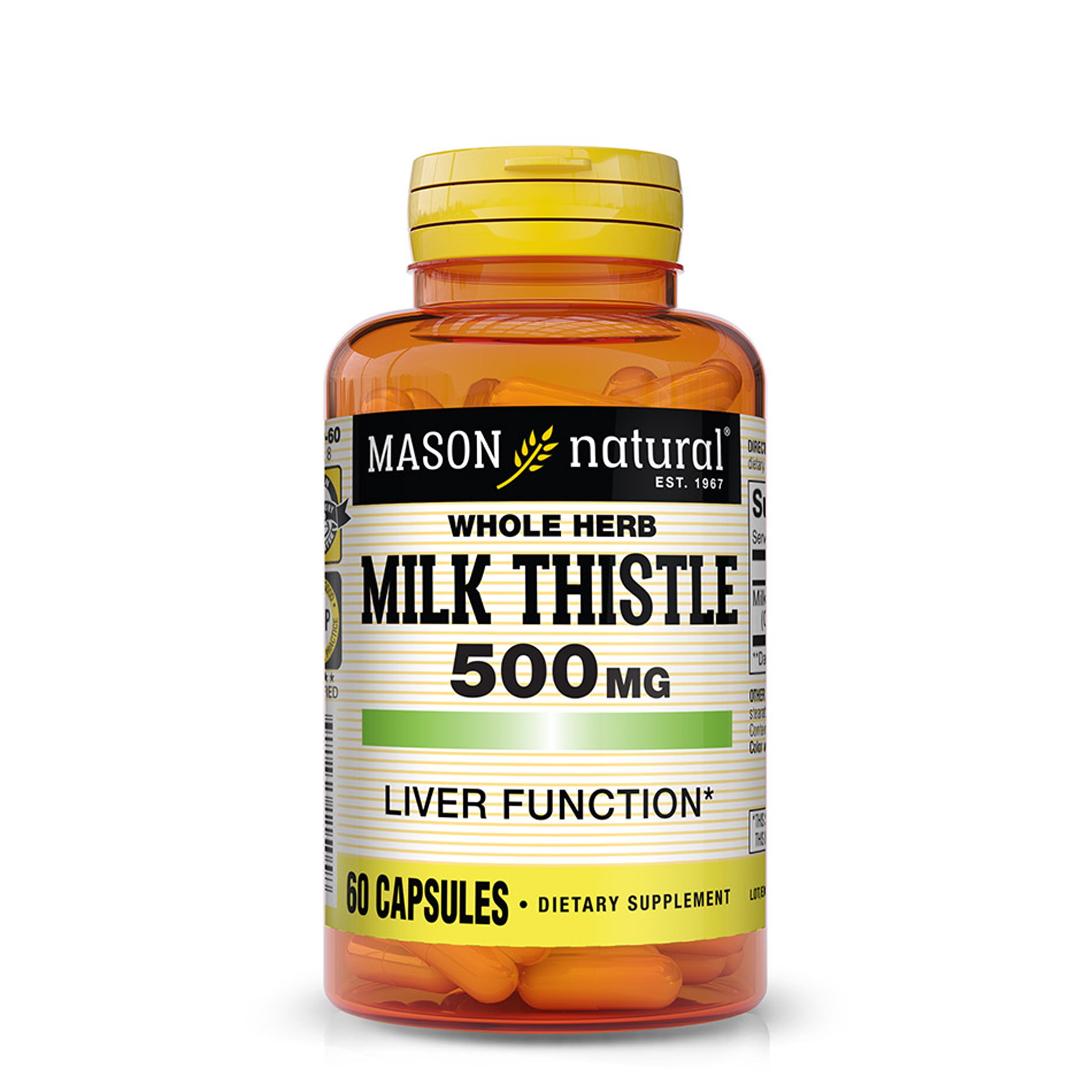 Mason Natural, Milk Thistle Supplement, 500 mg, 60 Capsules - Walmart.com