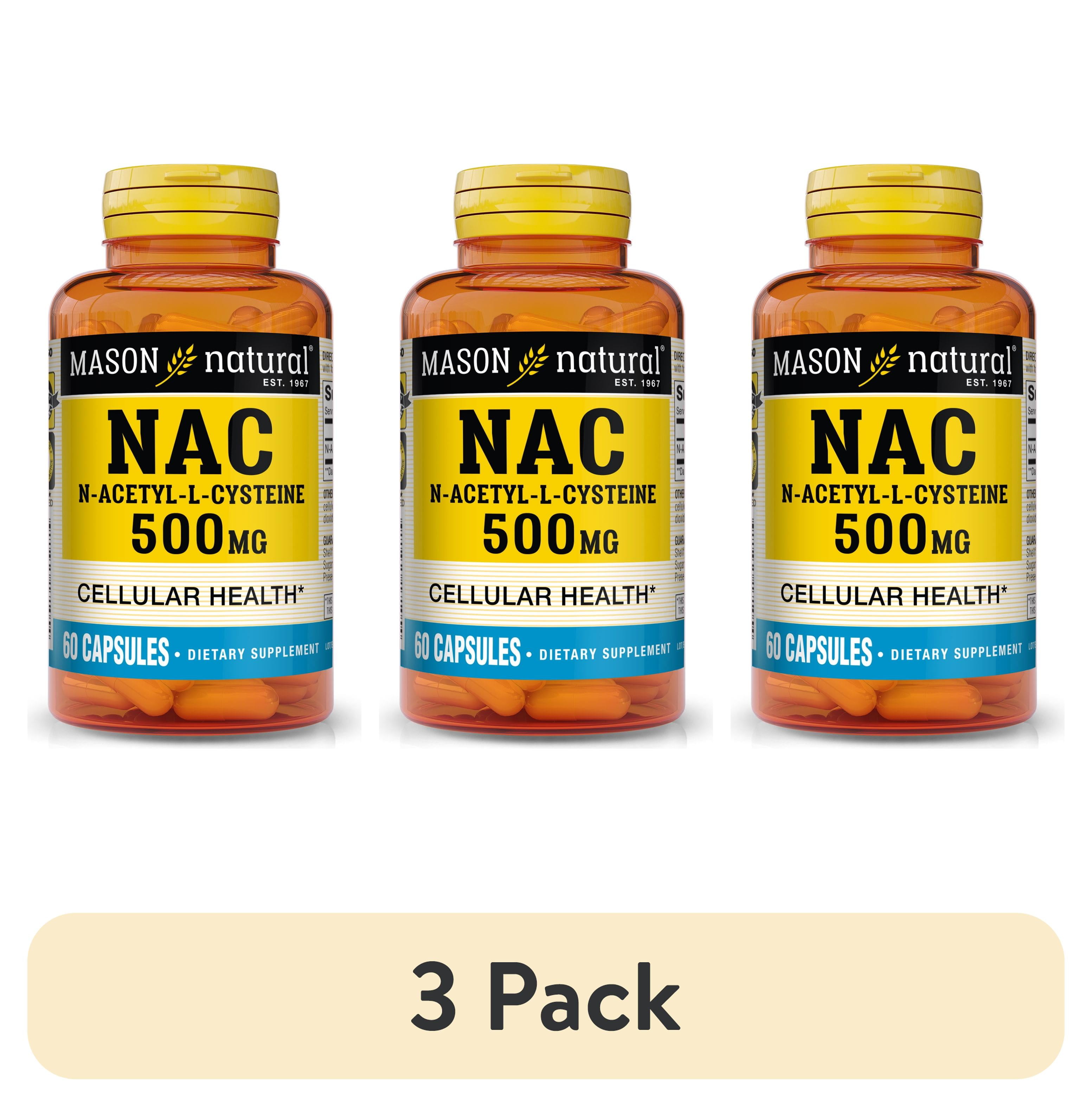 (3 pack) Mason Natural NAC N-Acetyl L-Cysteine 500 mg, 60 Capsules ...