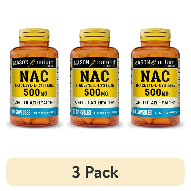 (3 pack) Mason Natural NAC N-Acetyl L-Cysteine 500 mg, 60 Capsules ...