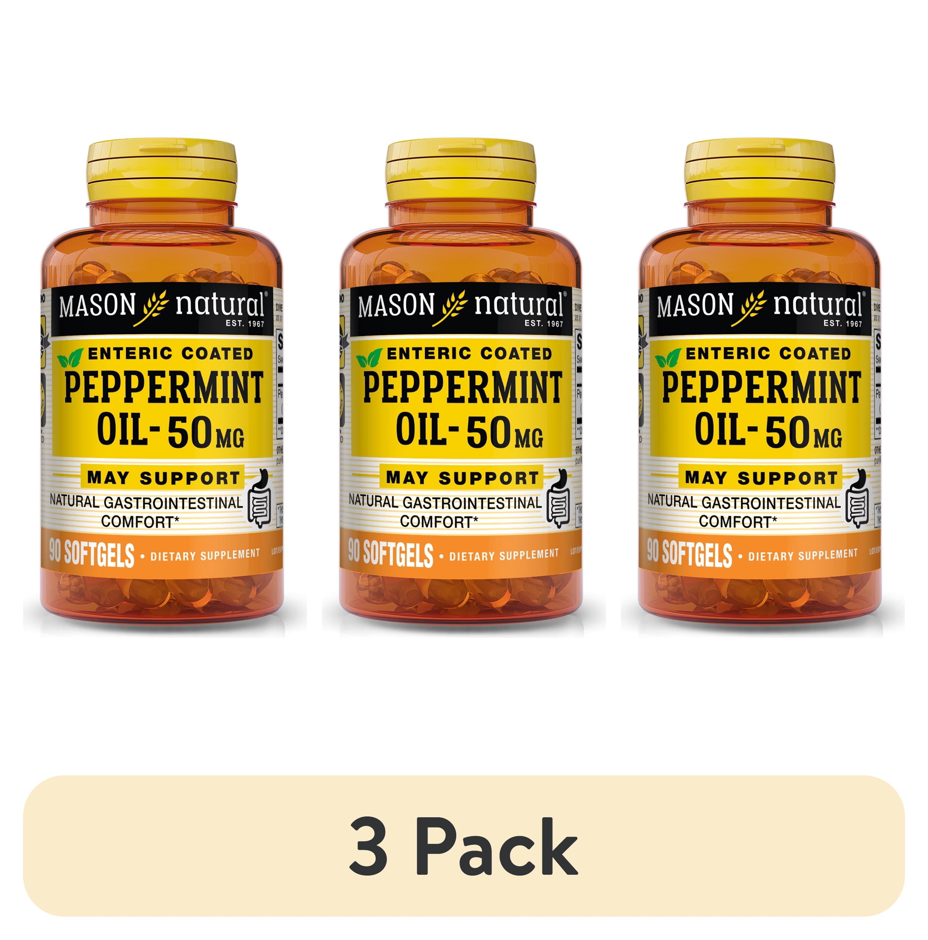 (3 pack) Mason Natural Peppermint Oil 50 mg Gastrointestinal Comfort ...