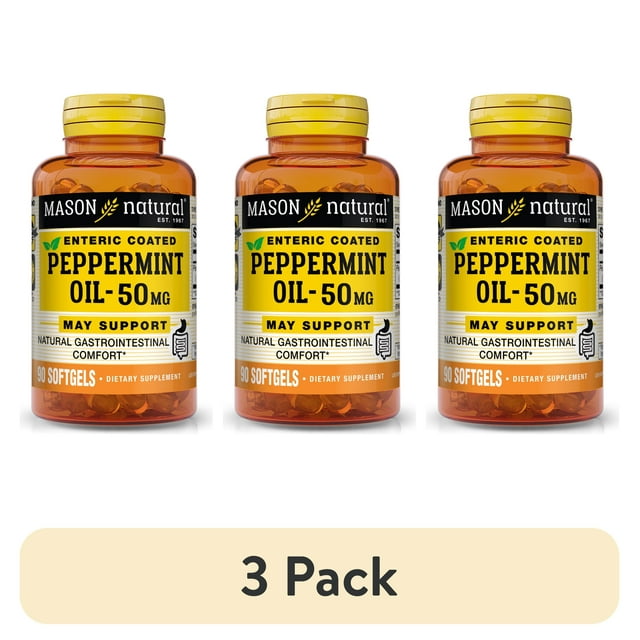 (3 pack) Mason Natural Peppermint Oil 50 mg Gastrointestinal Comfort ...