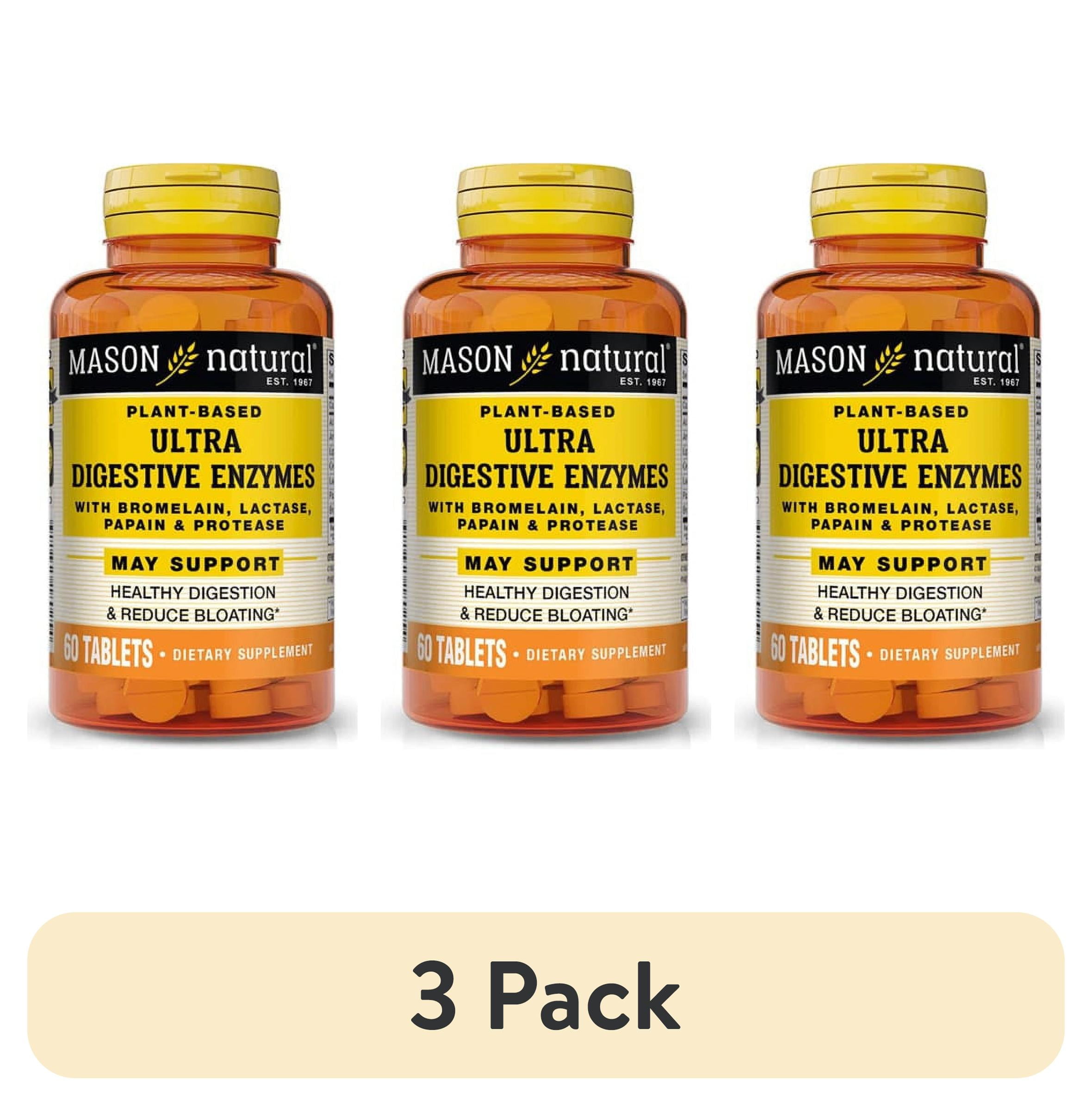 (3 pack) Mason Natural Plant-Based Ultra Digestive Enzymes 60 Tabs ...