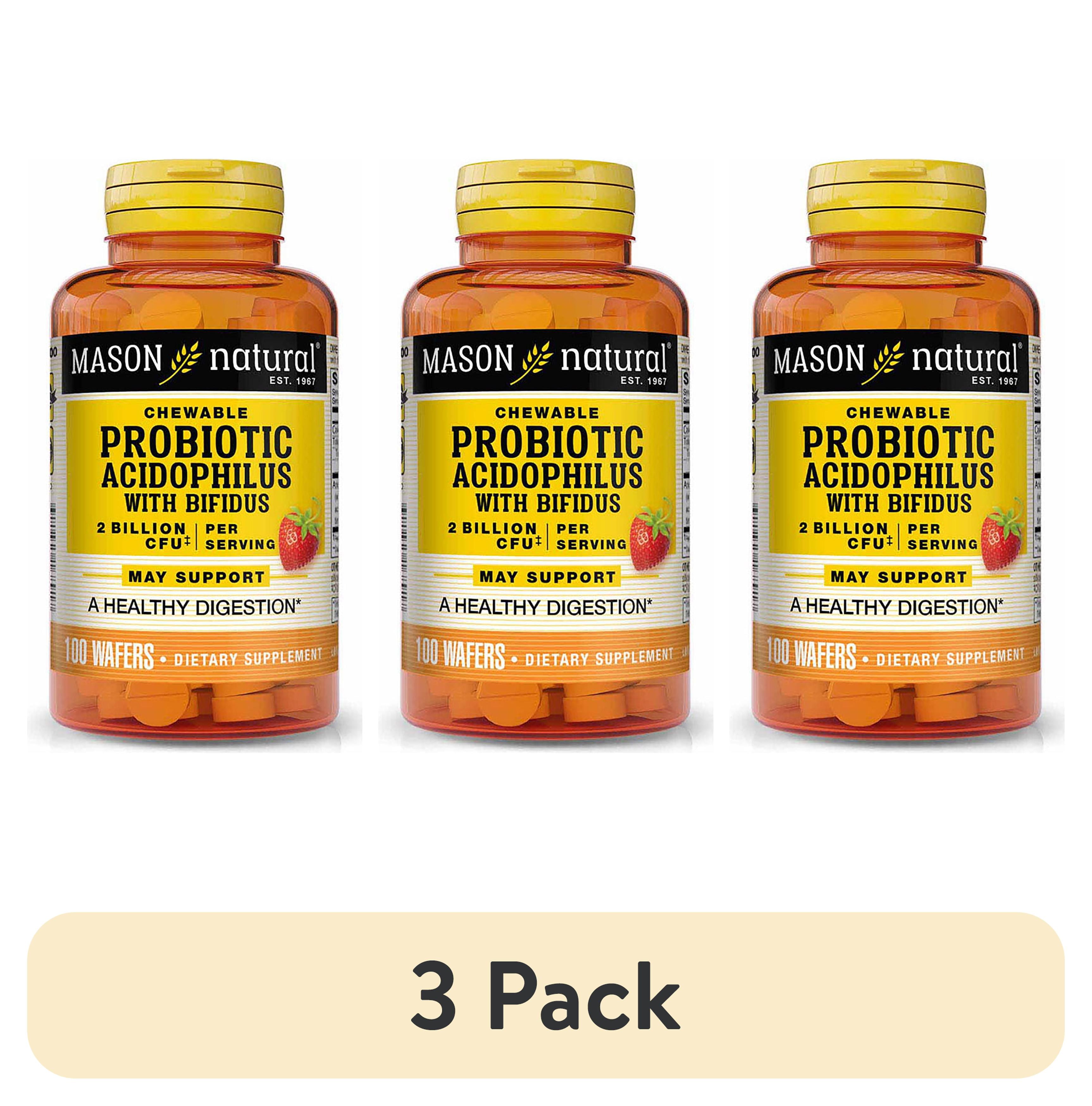 (3 pack) Mason Natural Probiotic Acidophilus with Bifidus 2 Billion CFU ...