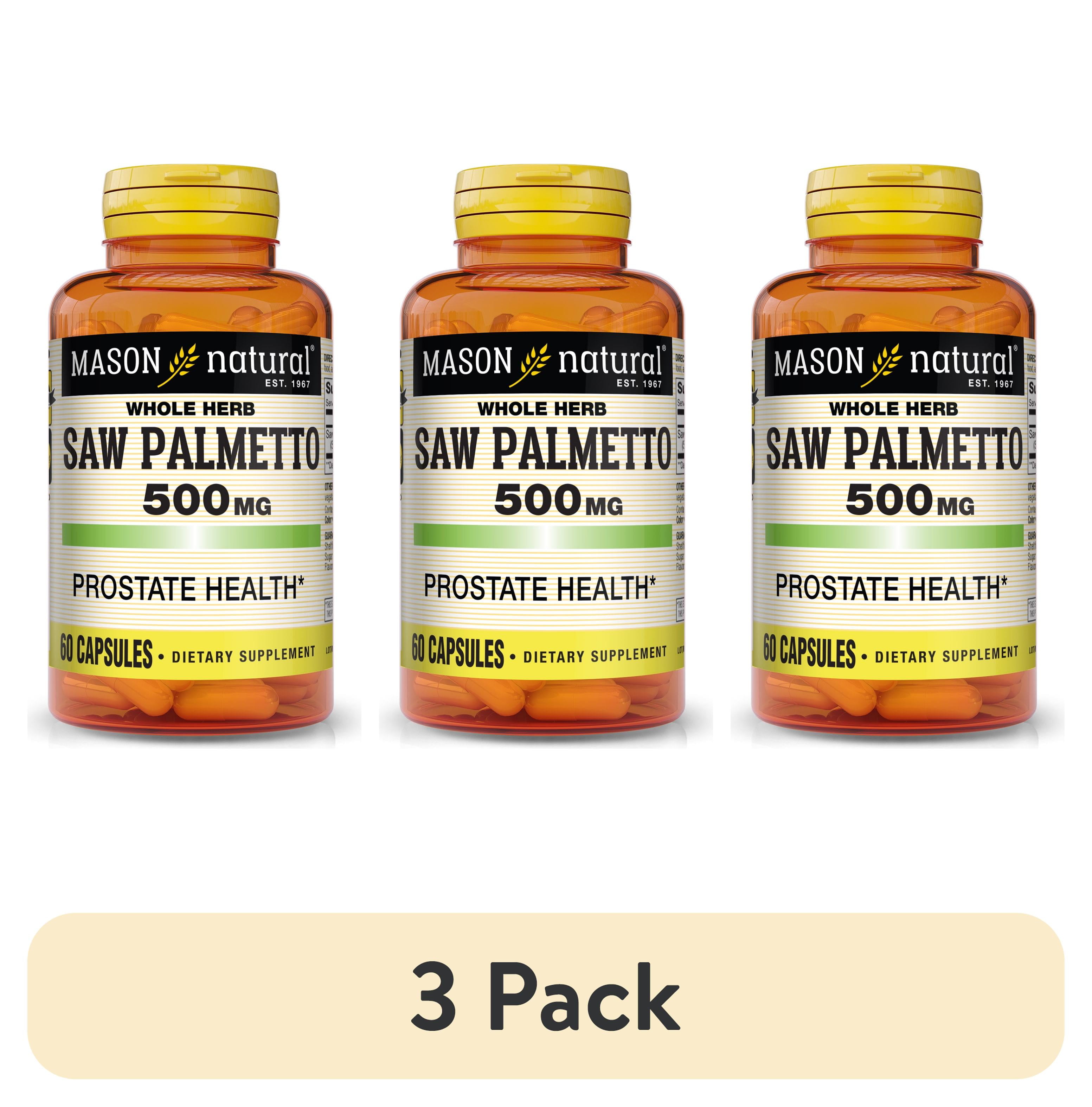(3 pack) Mason Natural Saw Palmetto 500 mg, Unisex, 60 Capsules ...