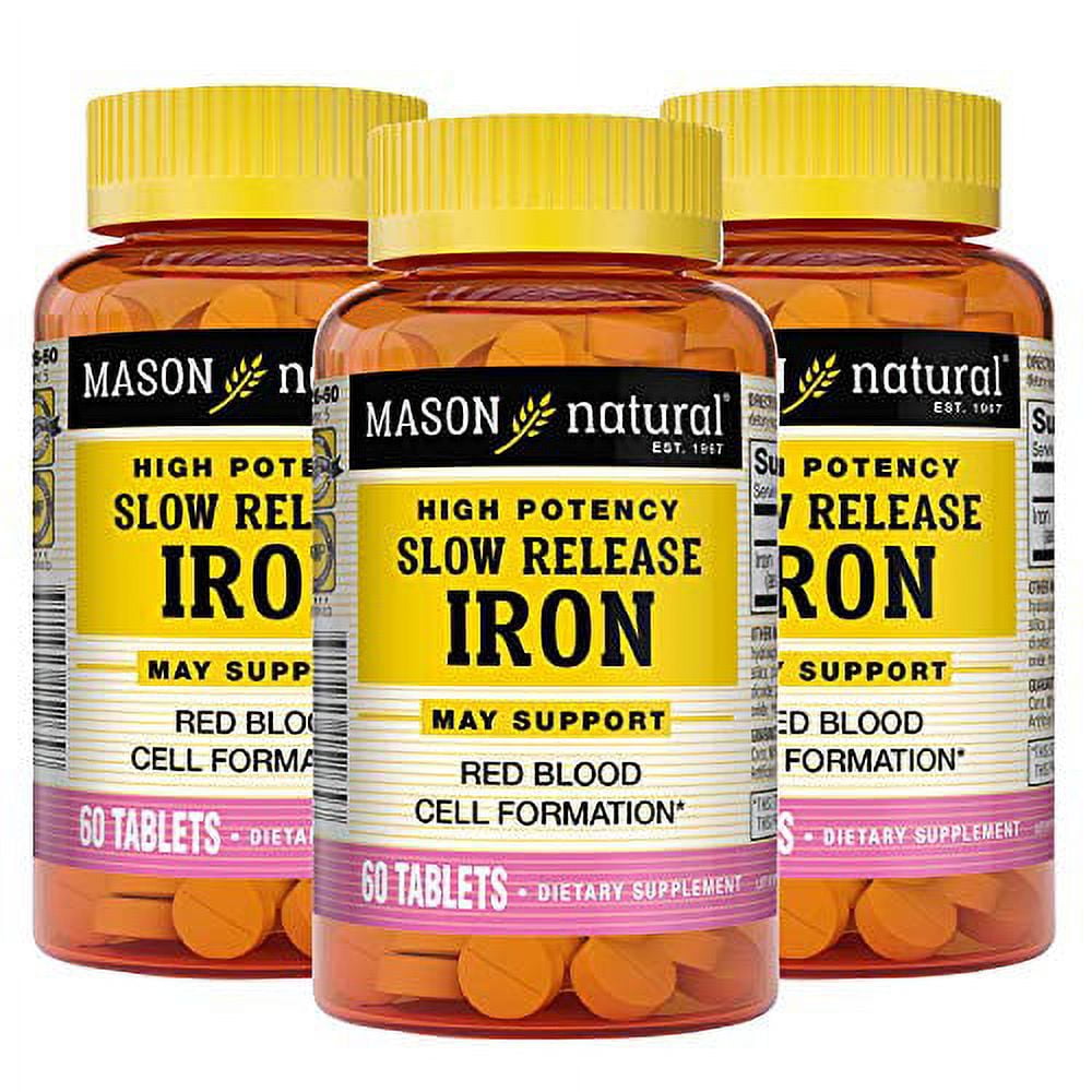 Mason Natural Slow Release Iron (Ferrous Sulfate) - Supports Red Blood ...