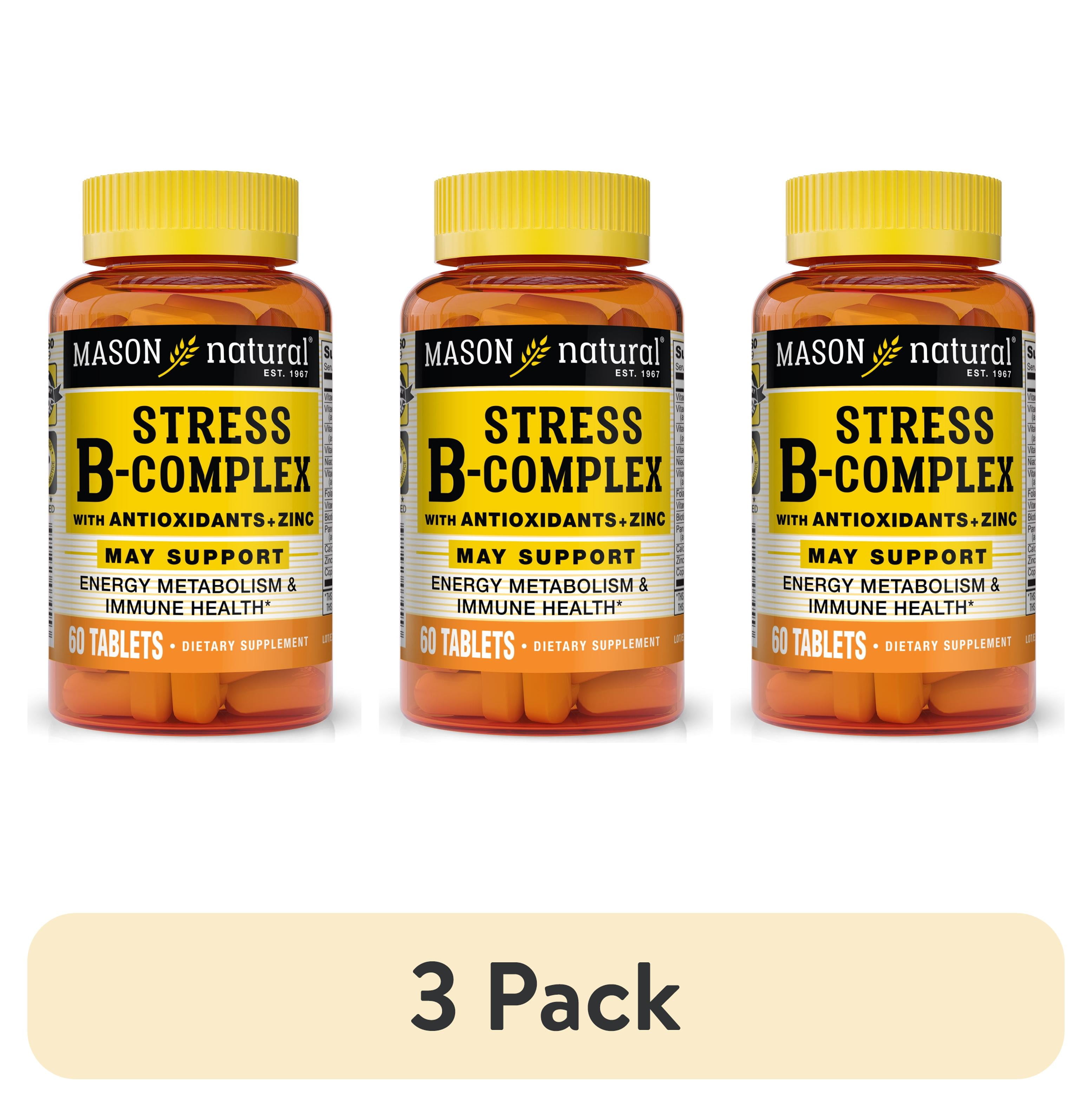 (3 pack) Mason Natural Stress B-Complex with Antioxidants + Zinc ...