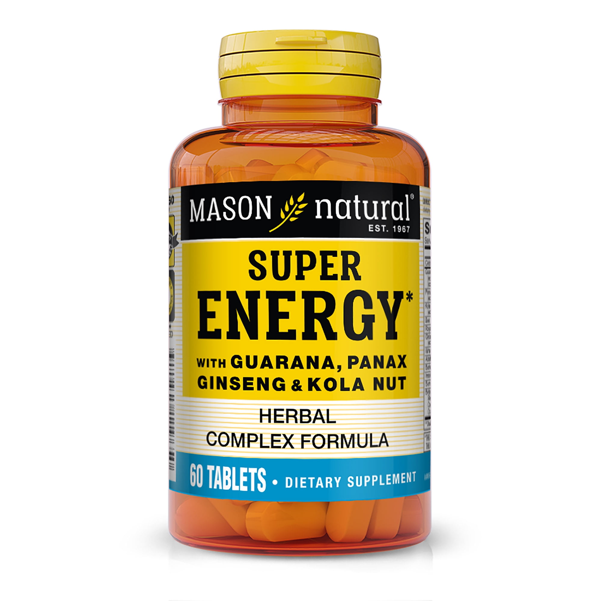 Mason Natural Super Energy Supplement with Guarana, Panax Ginseng ...