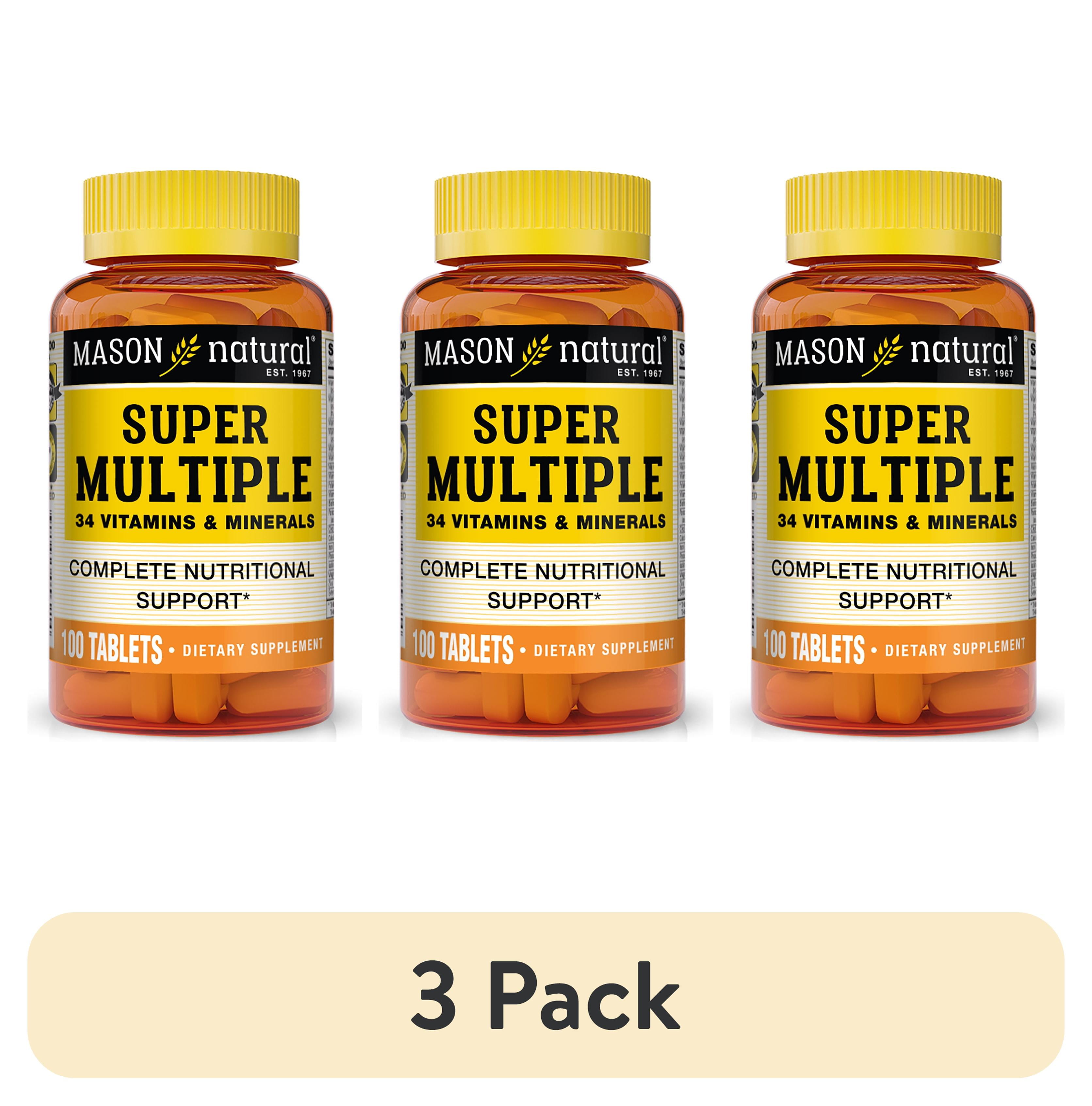 (3 pack) Mason Natural Super Multiple 34 Vitamins and Minerals - All in ...