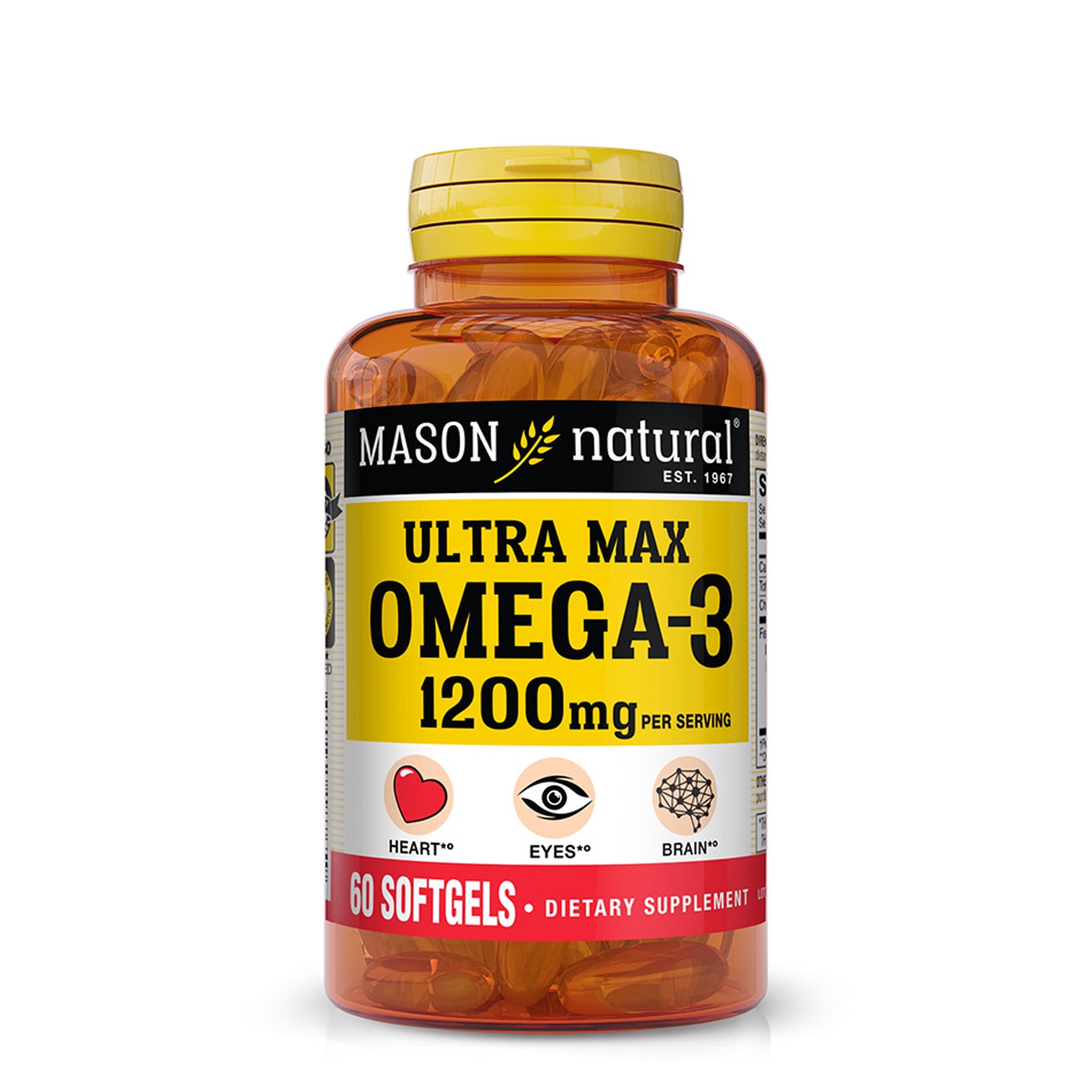 Mason Natural Ultra Max Omega 3 1200 mg, Supports Eyes, Brain, and ...