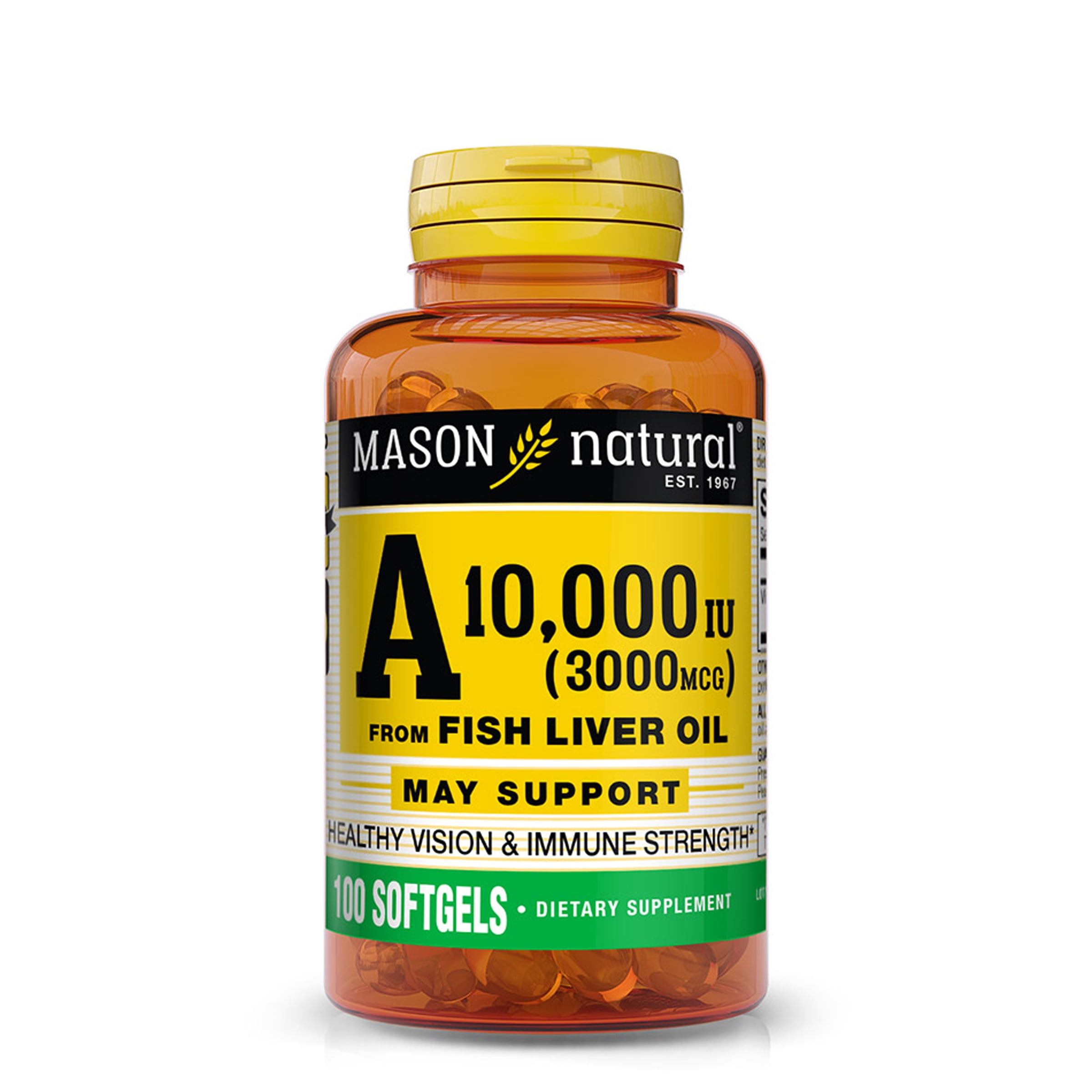 Mason Natural Vitamin A 3000 mcg, Fish Liver Oil Softgels, Healthy ...