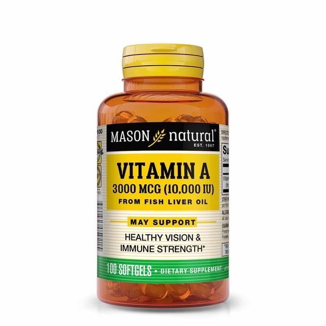 Mason Natural Vitamin A 3,000 mcg (10000 IU) from Fish Liver Oil ...