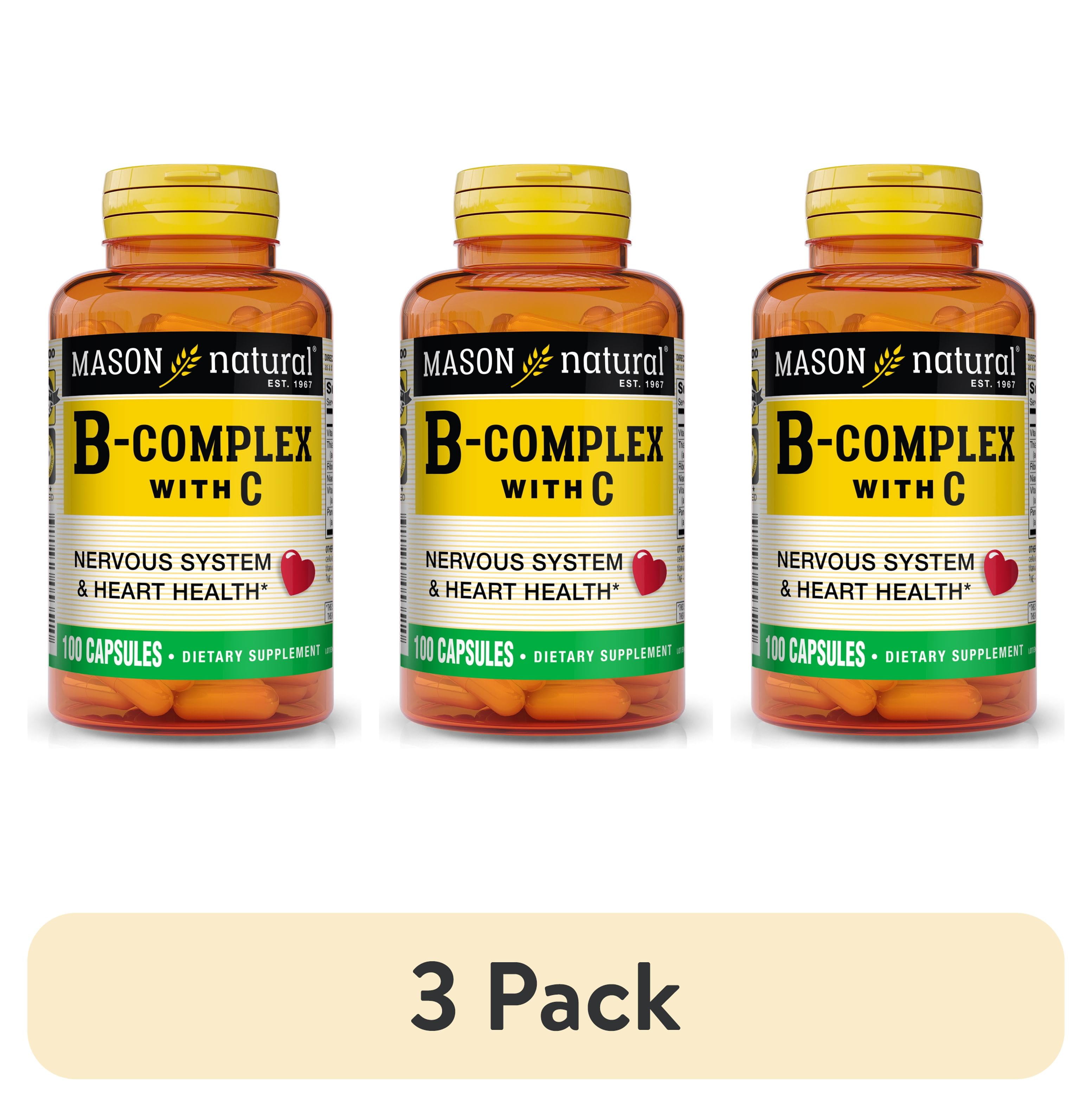 (3 pack) Mason Natural Vitamin B-Complex with Vitamin C - Healthy Heart ...