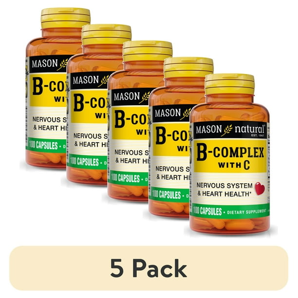 (5 pack) Mason Natural Vitamin B-Complex with Vitamin C - Healthy Heart ...