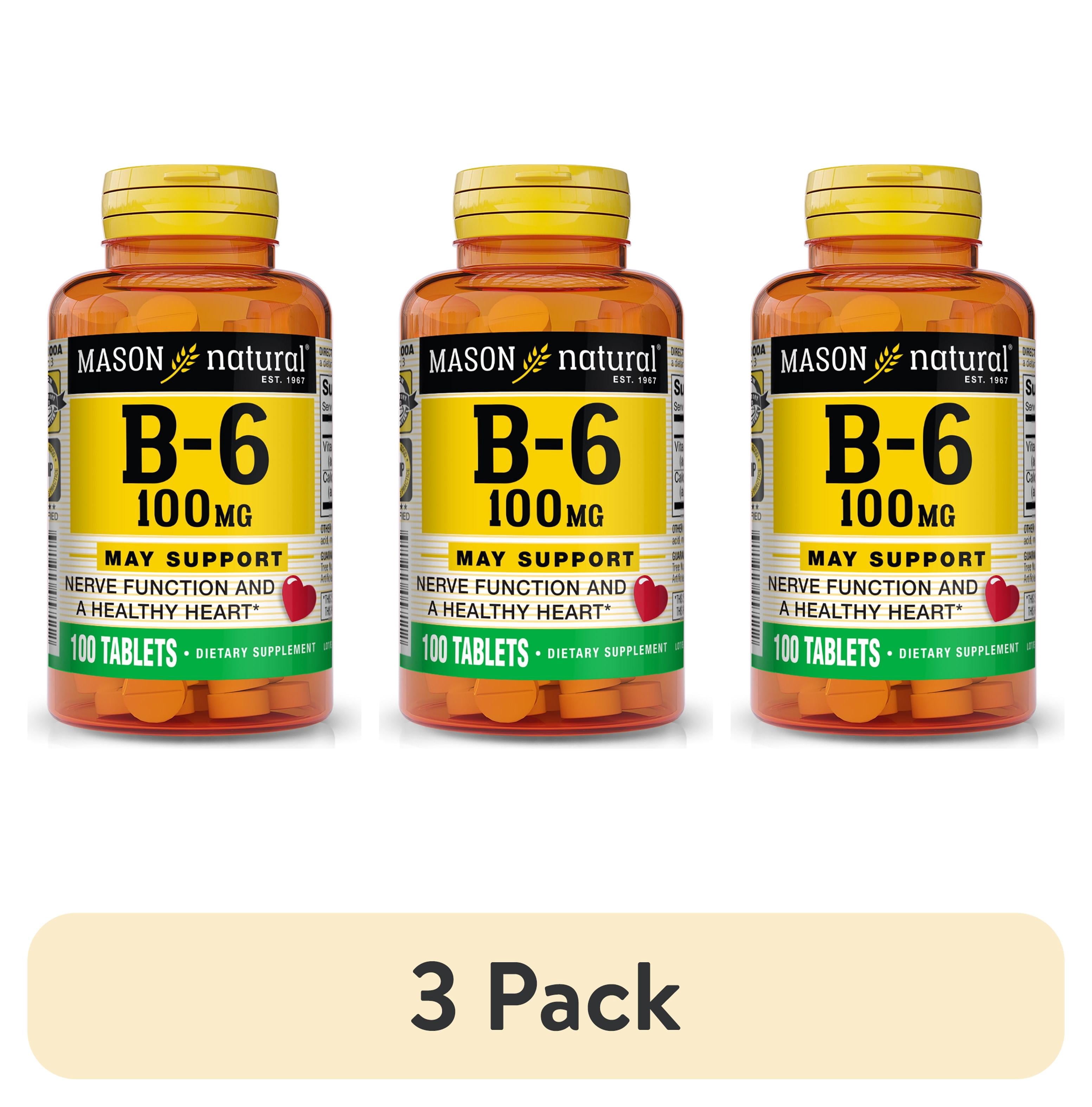 (3 pack) Mason Natural Vitamin B6 100 mg with Calcium - Healthy Heart ...