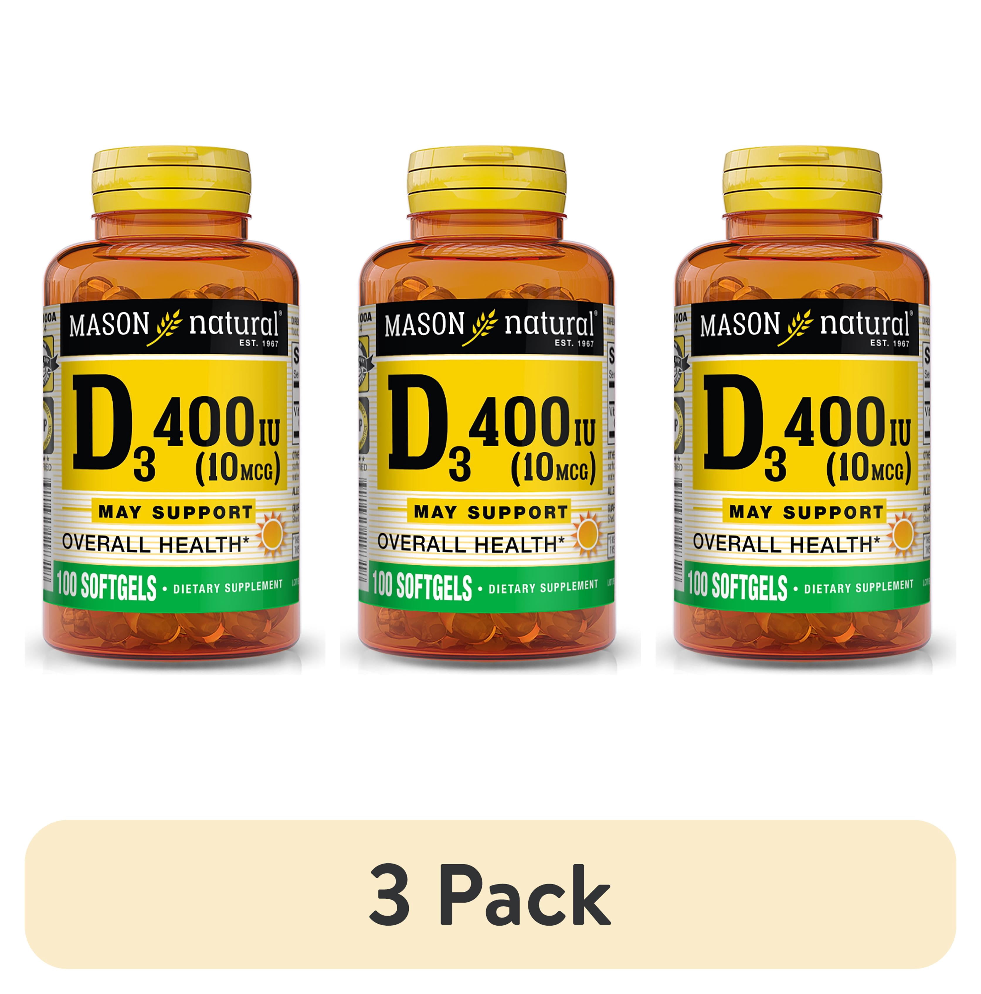 (3 pack) Mason Natural Vitamin D3 10 Mcg (400 IU) - Supports Overall ...