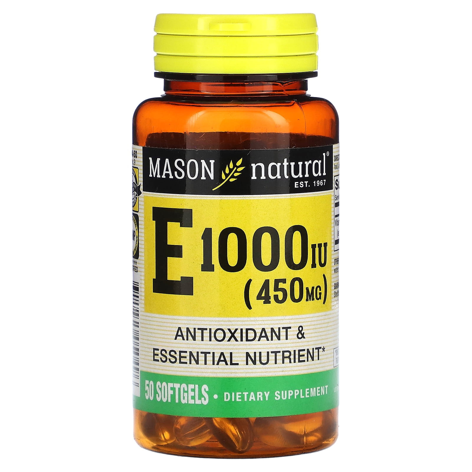 Mason Natural Vitamin E 450 mg (1,000 IU) - Essential Nutrient ...