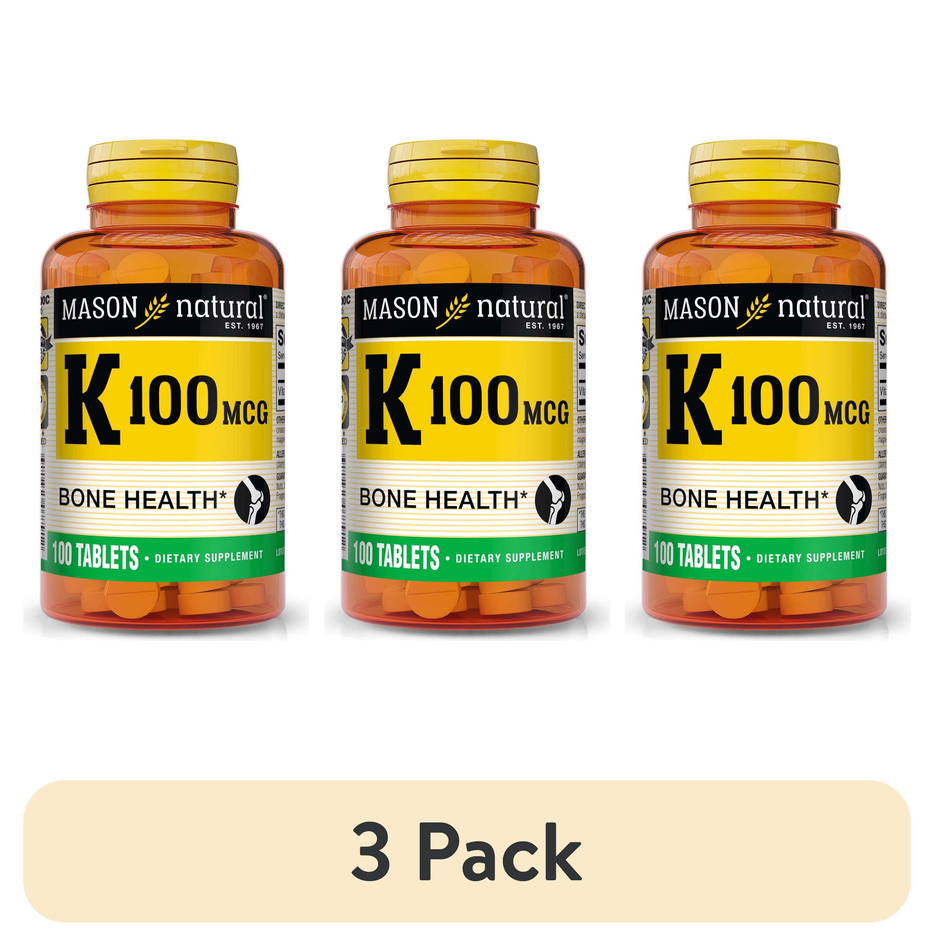 (3 pack) Mason Natural Vitamin K 100 mcg, 100 Tablets - Walmart.com
